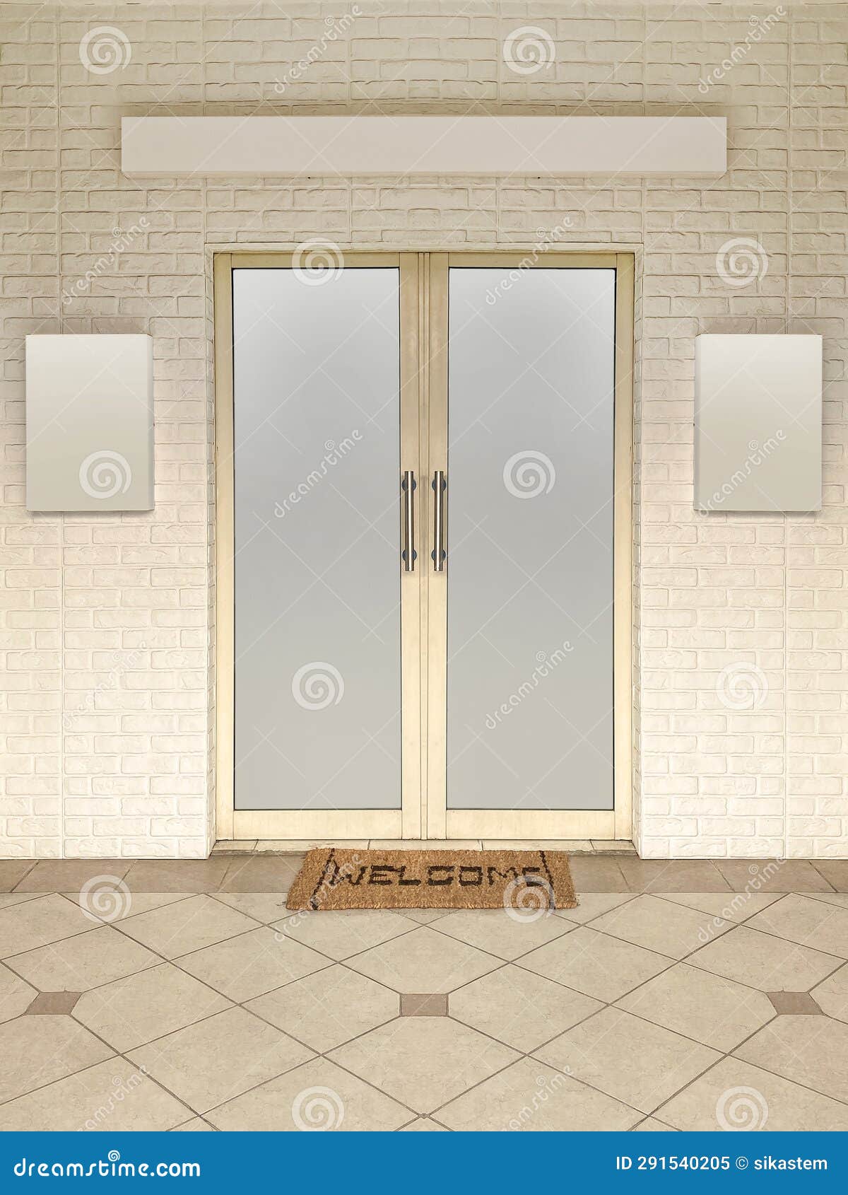 Mockup Poster in Front of the Office Stock Image - Image of ...