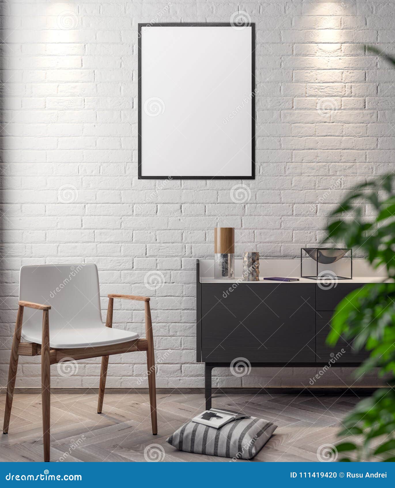 Mockup Poster in the Interior, 3D Illustration of a Modern Design Stock ...