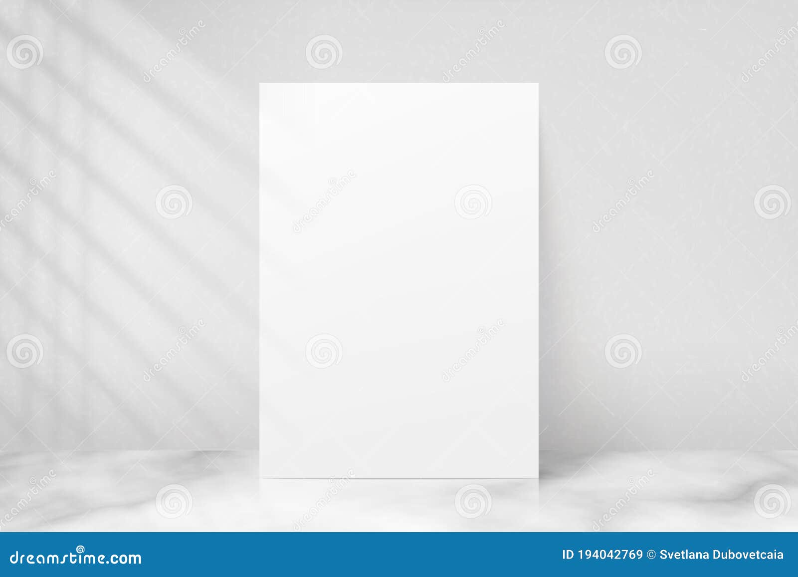 Mockup Poster with Shadow Blinds from Window. Mock Up Sheet Paper ...