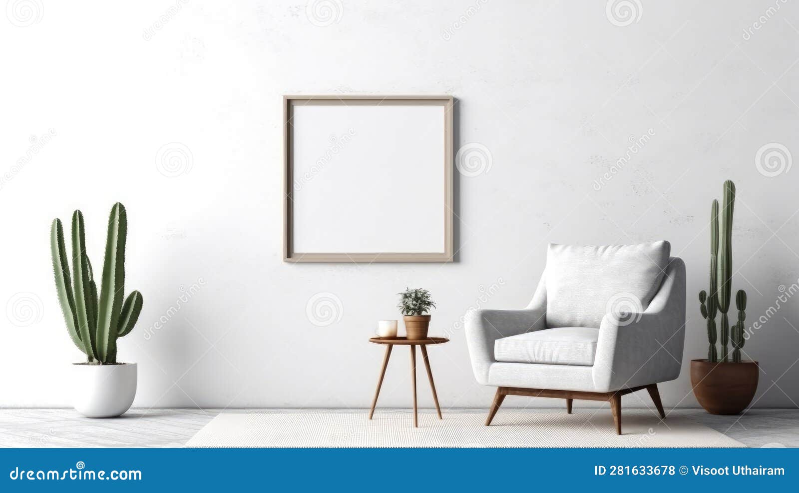 Mockup Poster Square Frame on the Wall in Living Room Interior Stock ...
