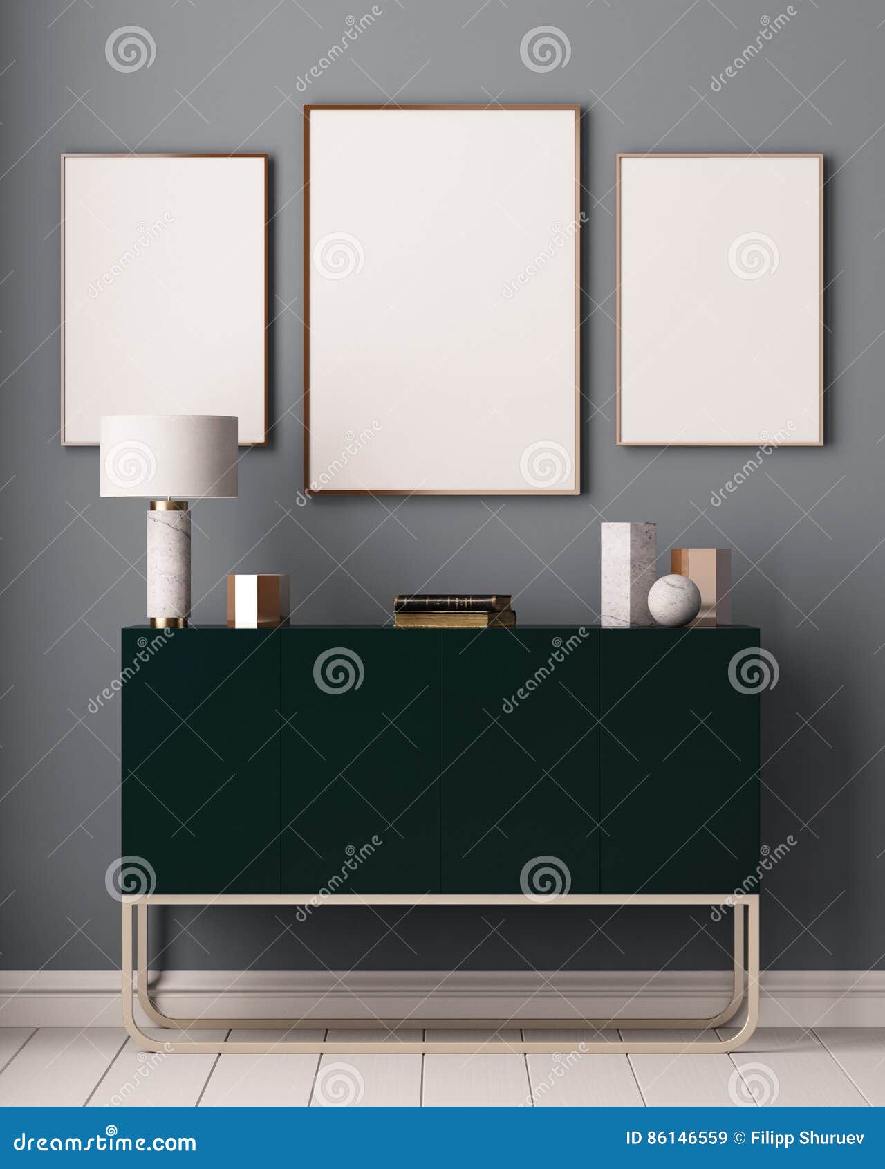 Mockup Posters in the Interior. Art Deco Style. 3d Rendering, 3d ...