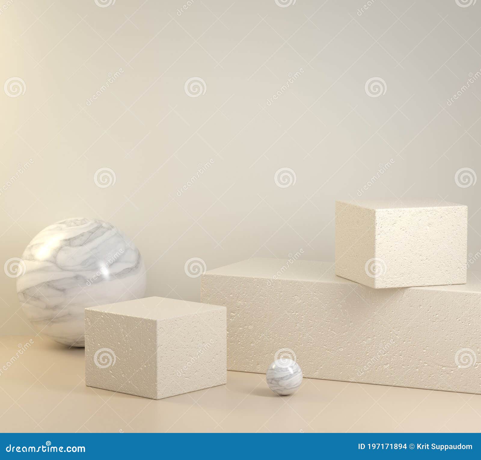 Mockup Primitive Platform Concrete Square Box with Beige Color ...