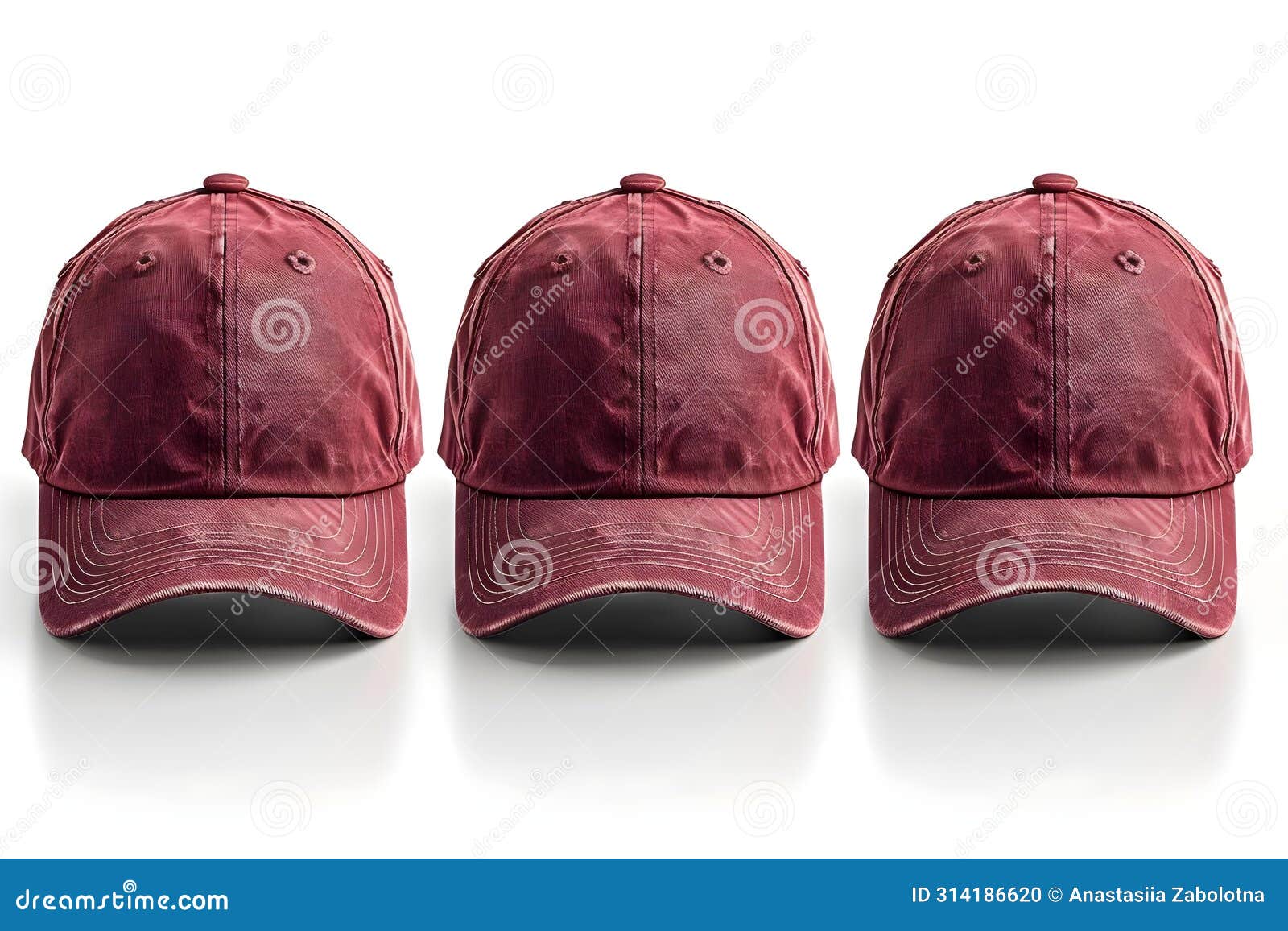Mockup of a Red Baseball Cap in Three Perspectives Isolated on a White ...