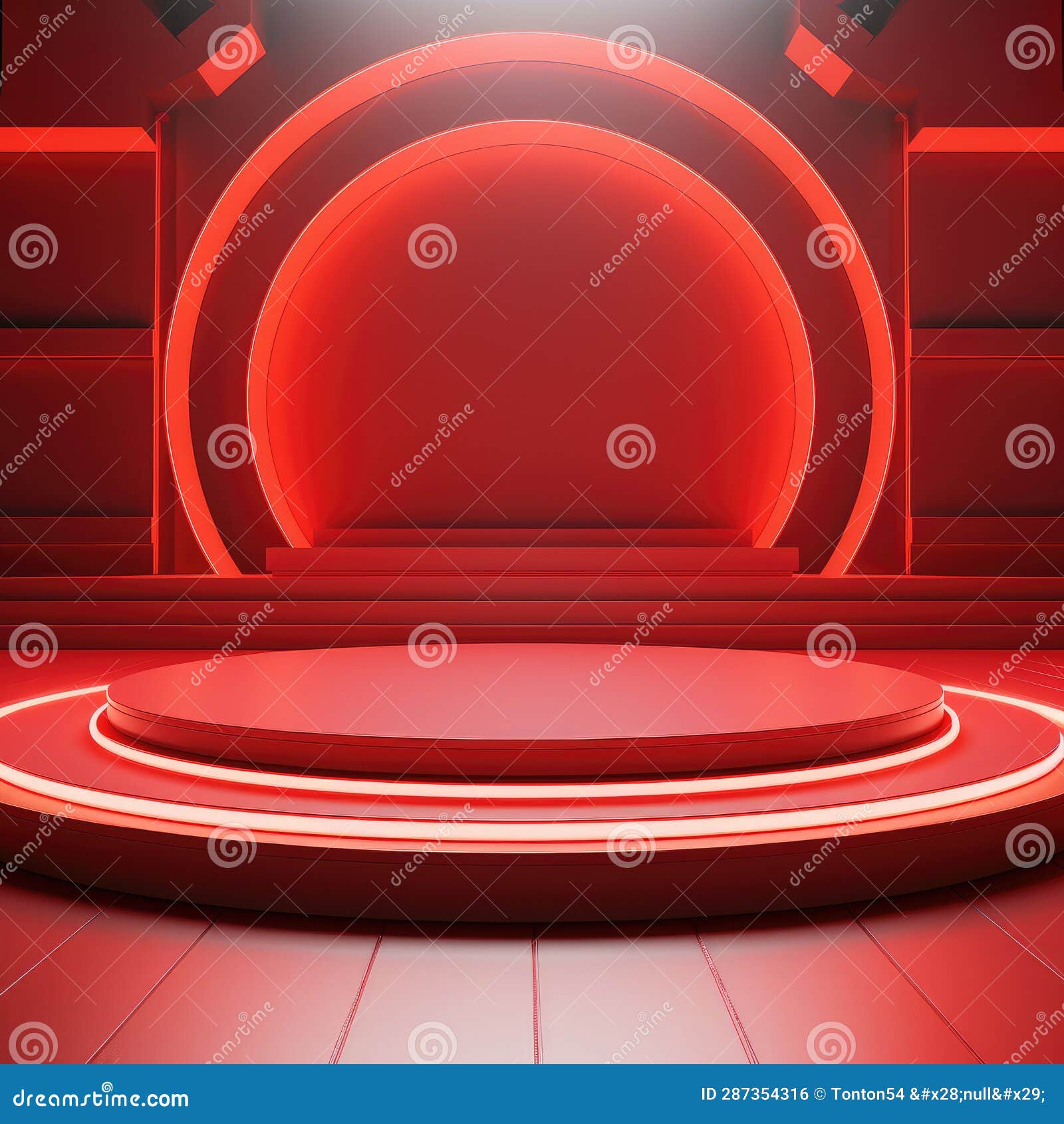 Mockup Red Studio with Striking Floor and Illuminating Lights ...