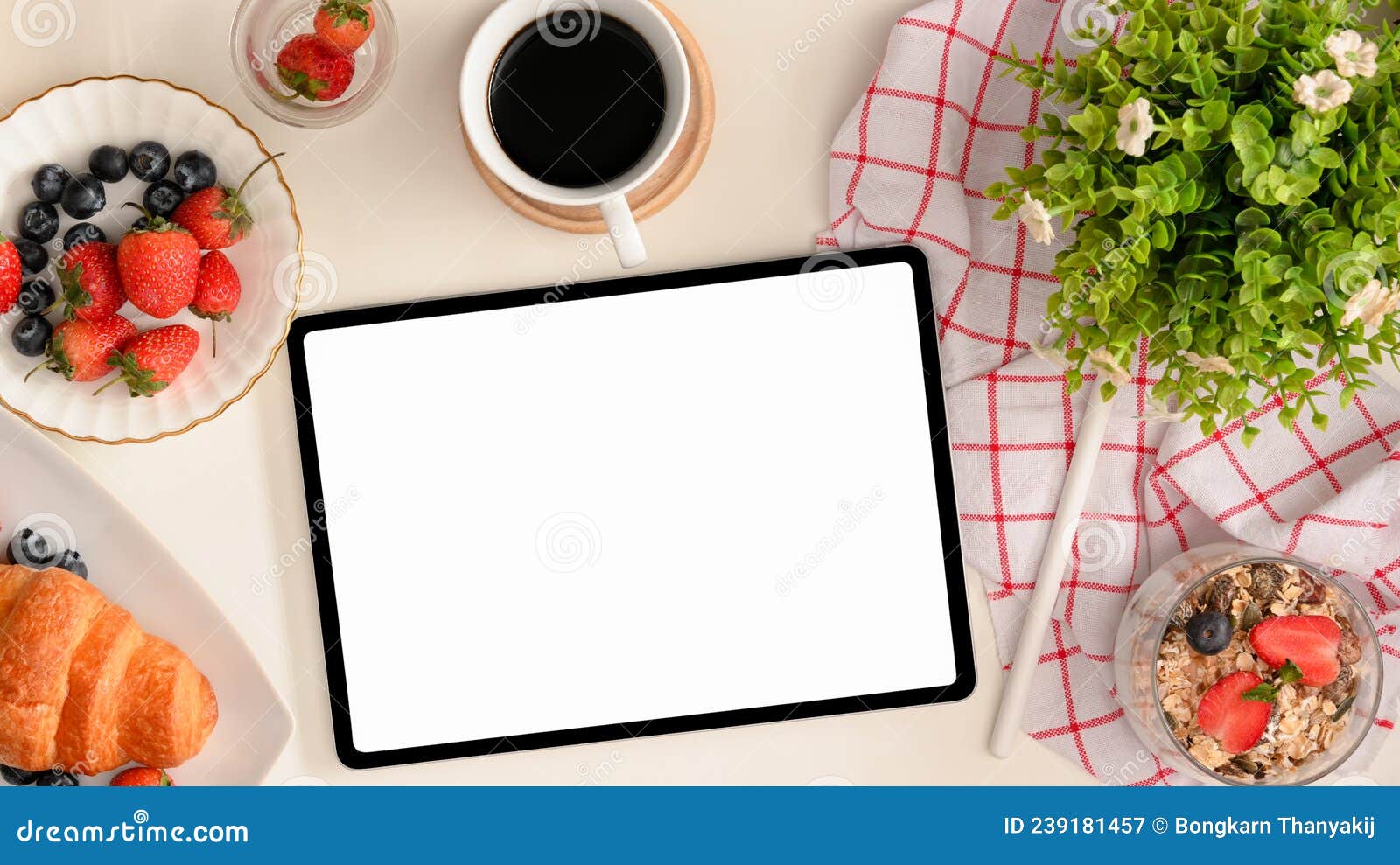 A Mockup Screen of Digital Tablet Computer with Healthy Snacks Stock ...
