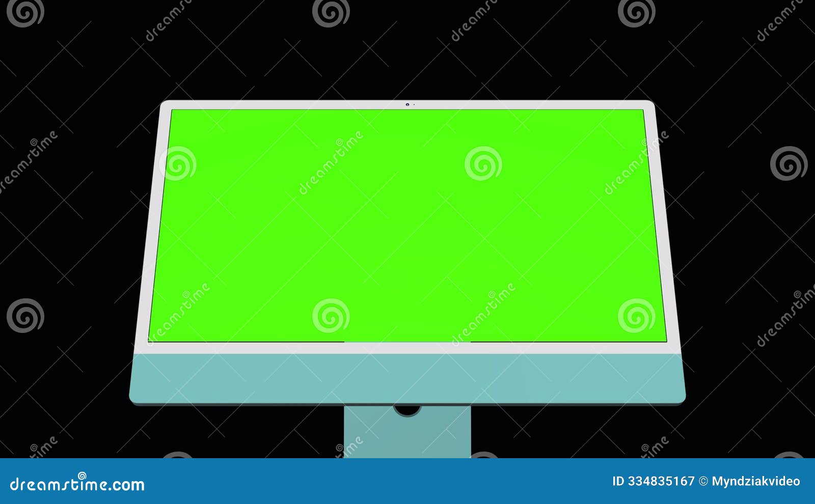 Mockup Shot of Computer with Green Screen. 3D Animation. Screen Has ...
