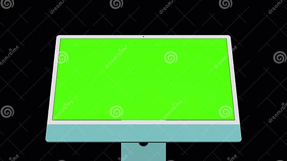 Mockup Shot of Computer with Green Screen. 3D Animation. Screen Has ...