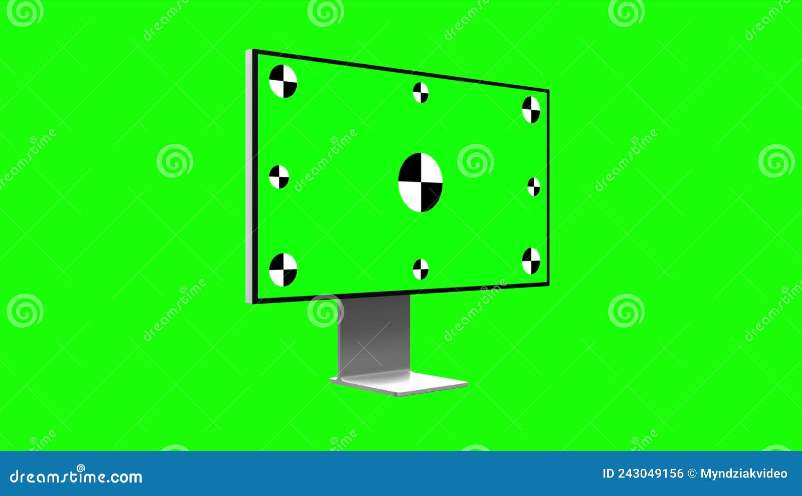Mockup Shot of PC Computer with Green Screen. 3D Animation. Screen Has ...