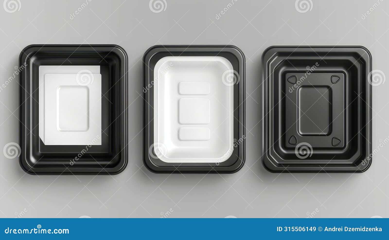 The Mockup Shows an Empty Styrofoam Black and White Container with a ...