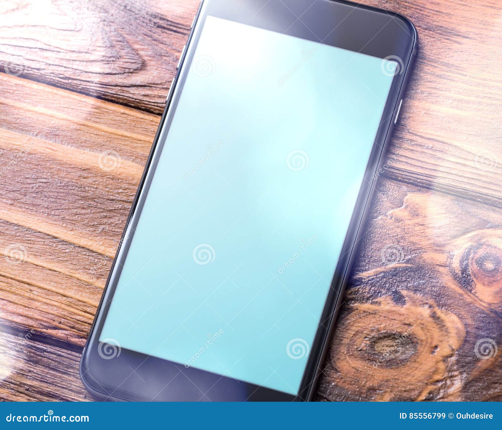 Mockup of Smartphone Laying on Table Stock Image - Image of portable ...