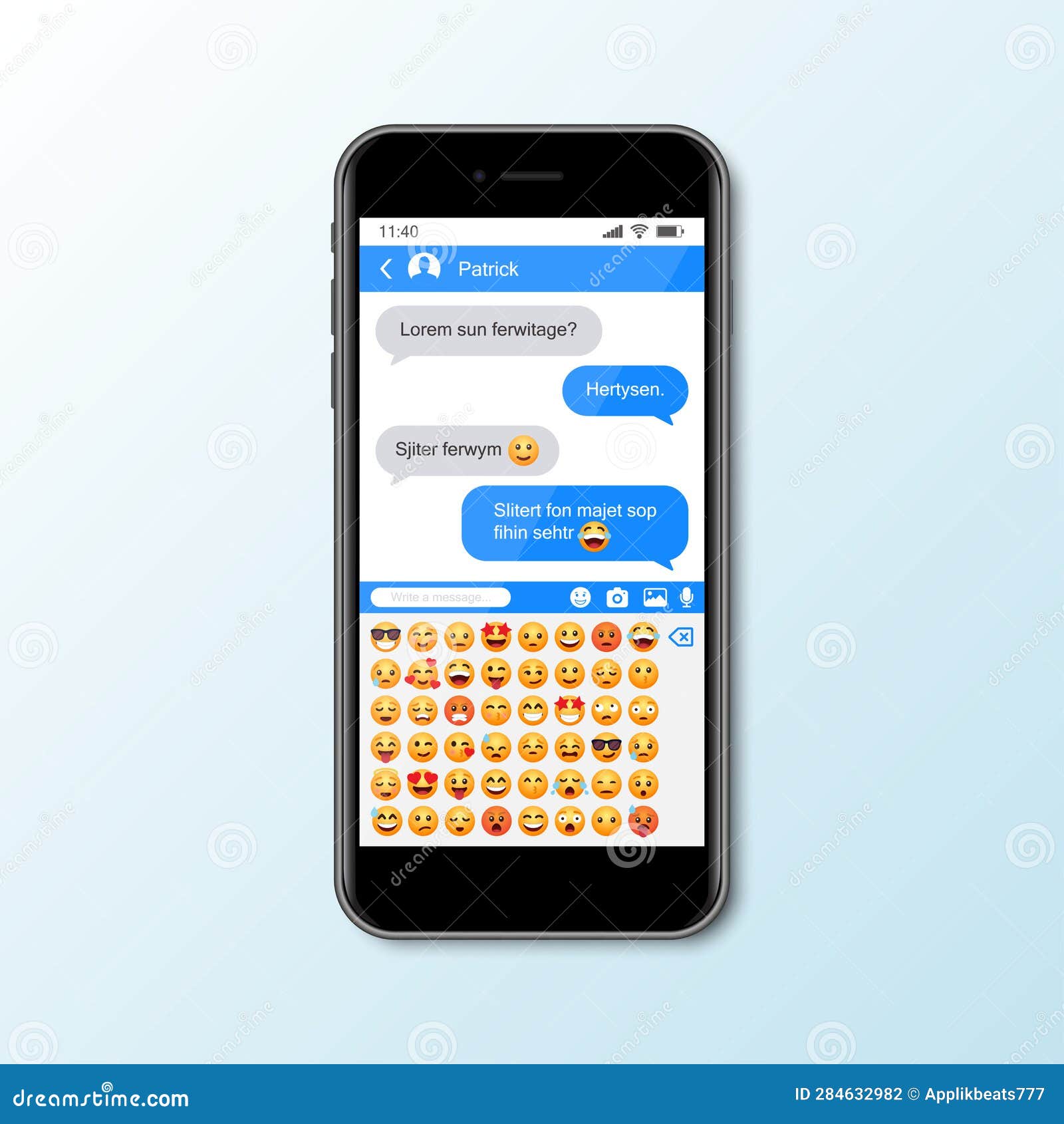 Mockup with Smartphone with Messenger Window for Social Media Stock ...