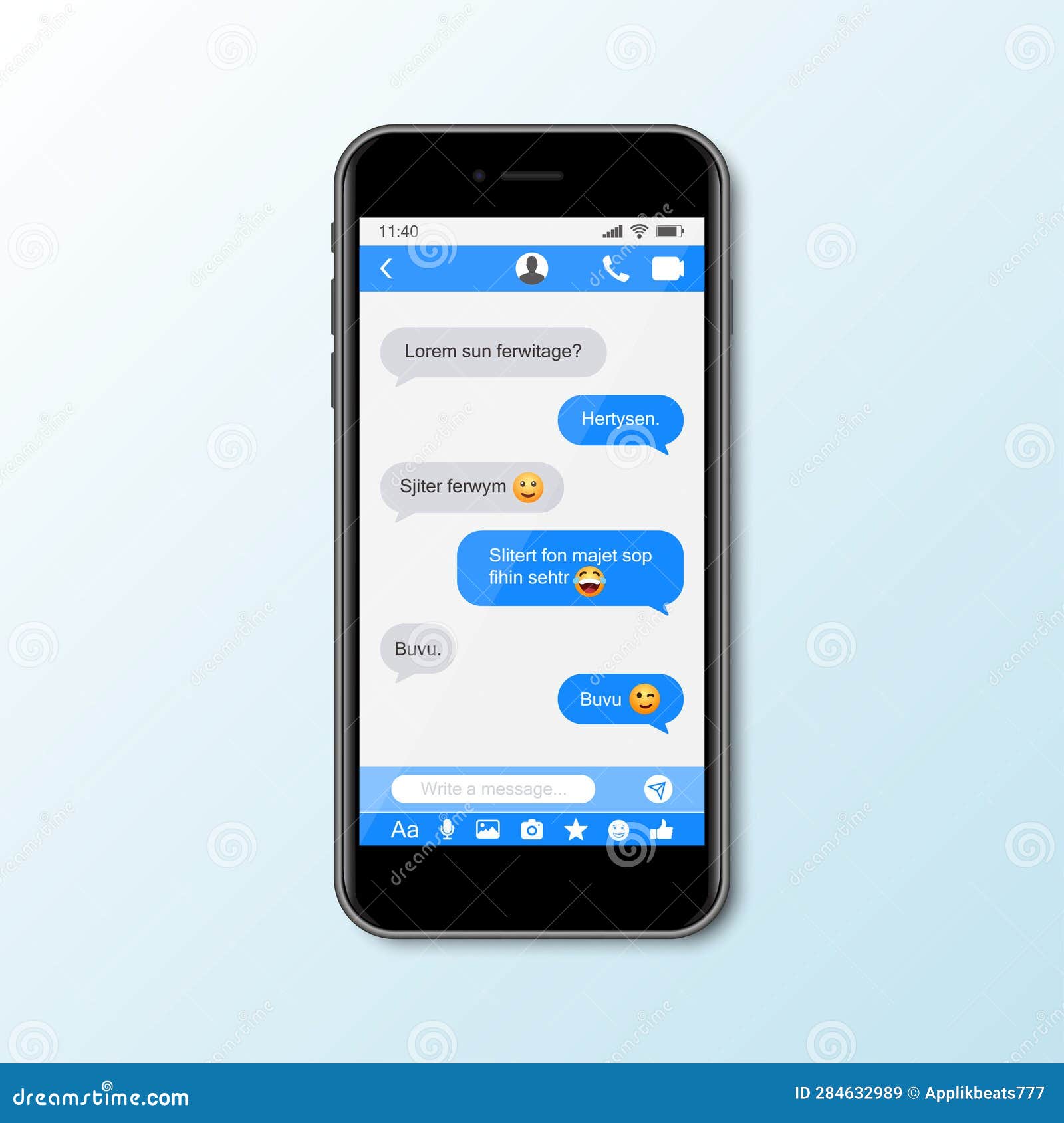 Mockup with Smartphone with Messenger Window for Social Media Stock ...