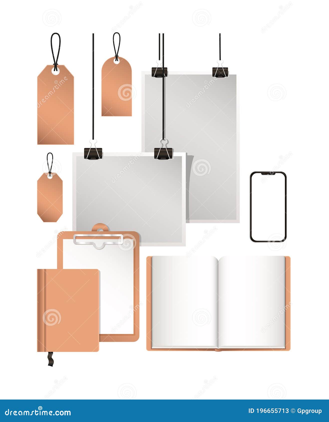 Mockup Smartphone Notebooks and Labels Vector Design Stock Vector ...