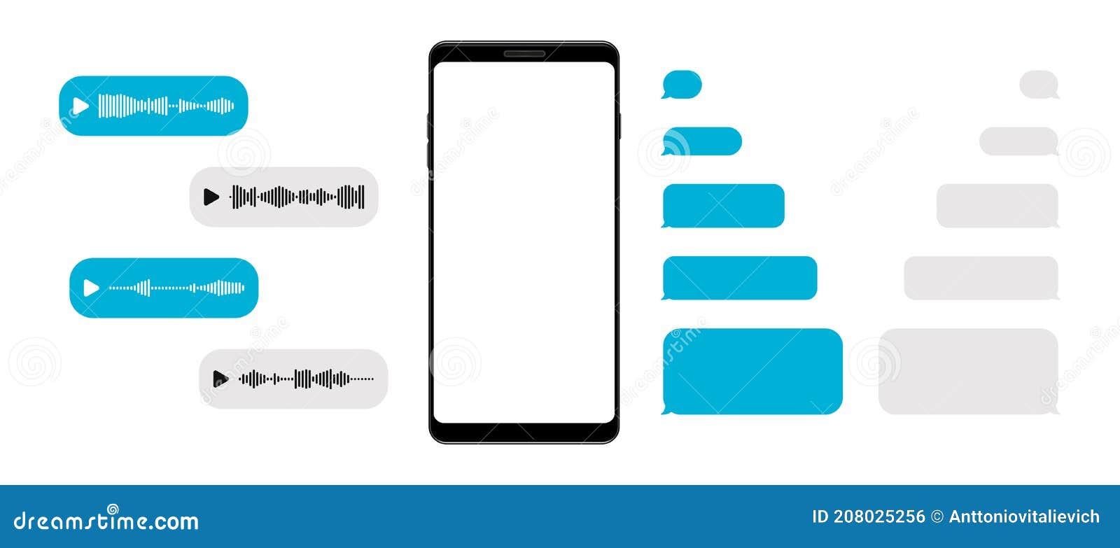 Mockup Smartphone with Template Blank Messenger Chat and Voice Message ...