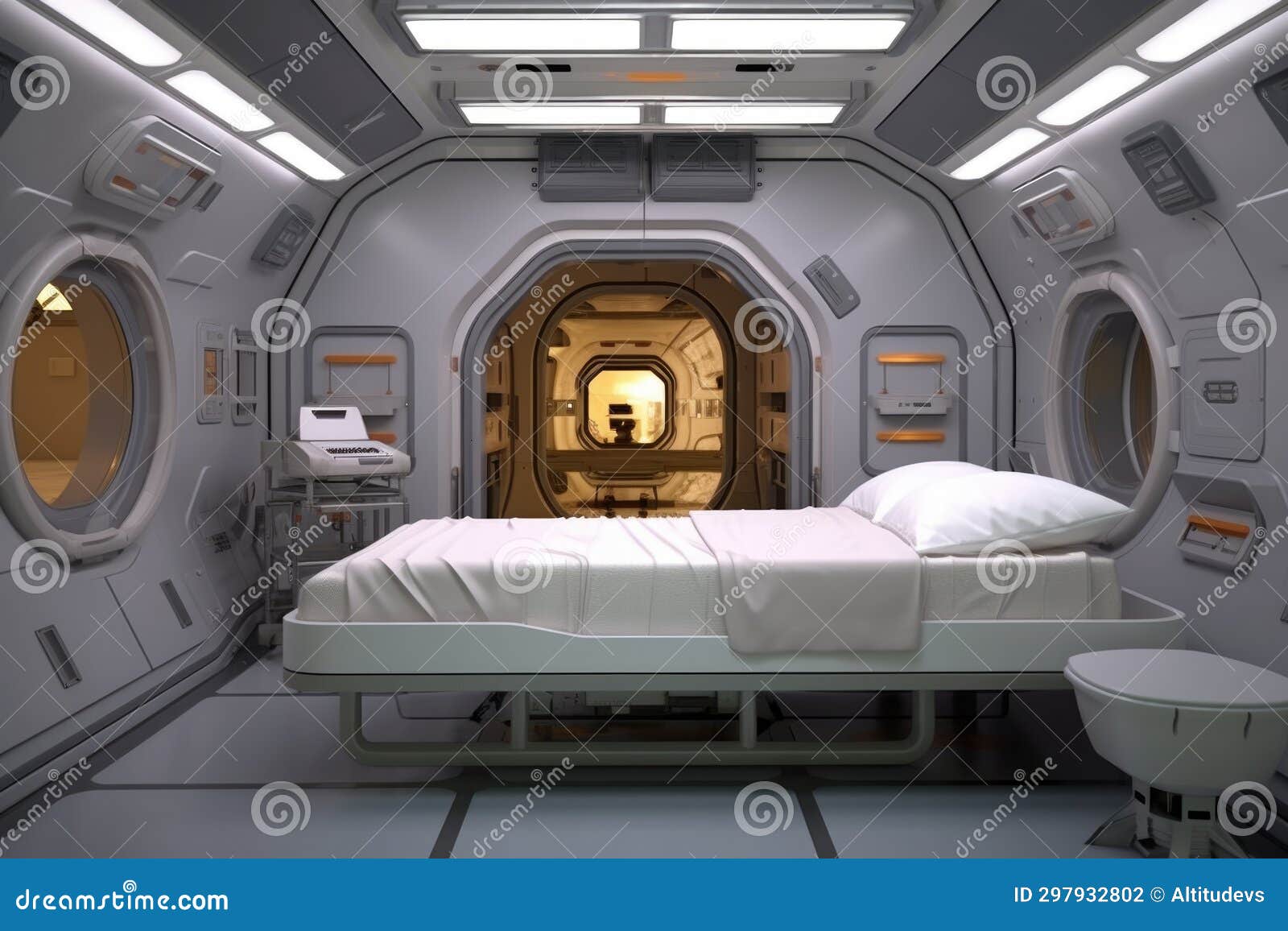 Mockup of a Space Habitat Interior with Sleeping Quarters Stock Photo ...