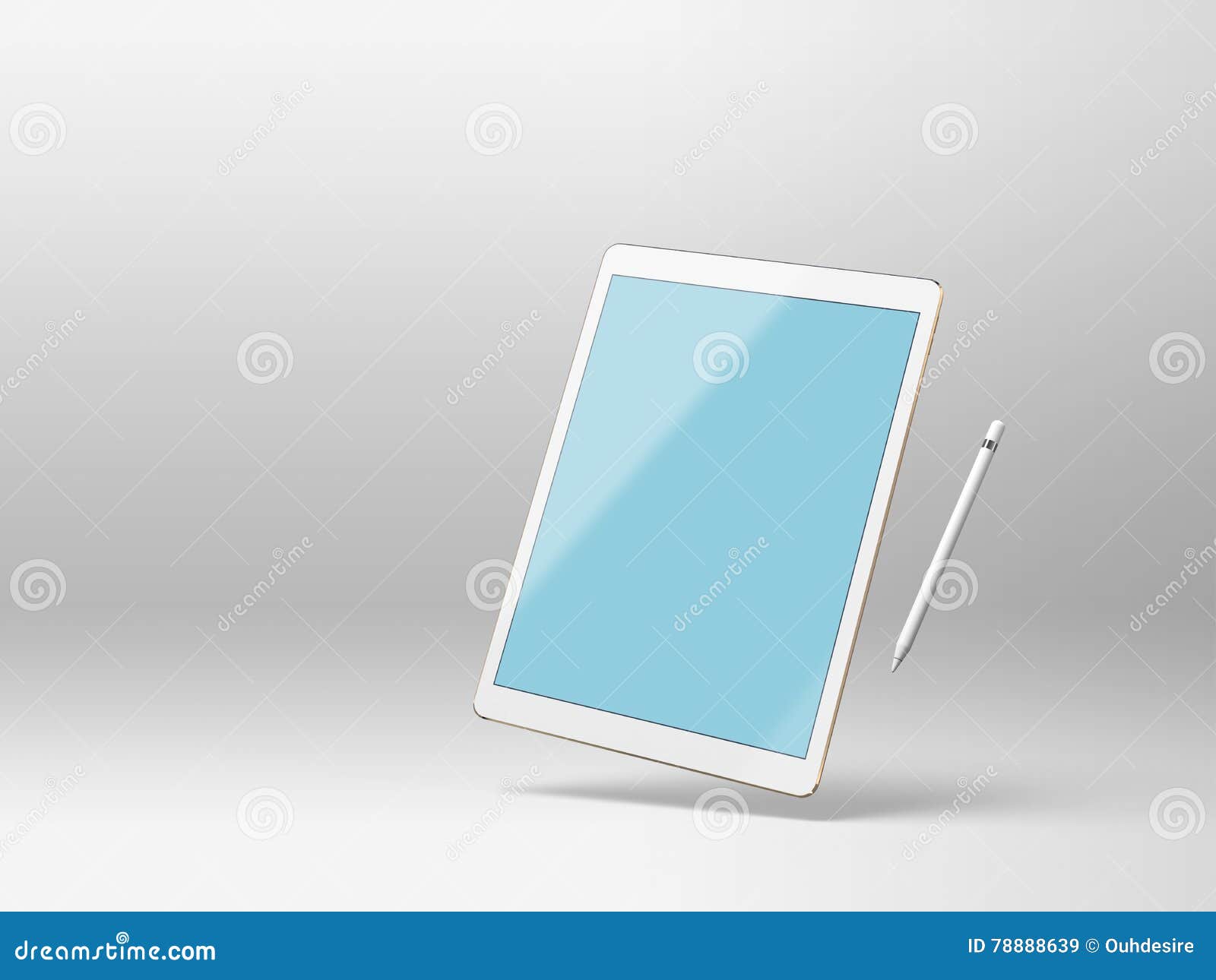 Mockup of a Tablet Computer on White Background with Stylus Stock ...