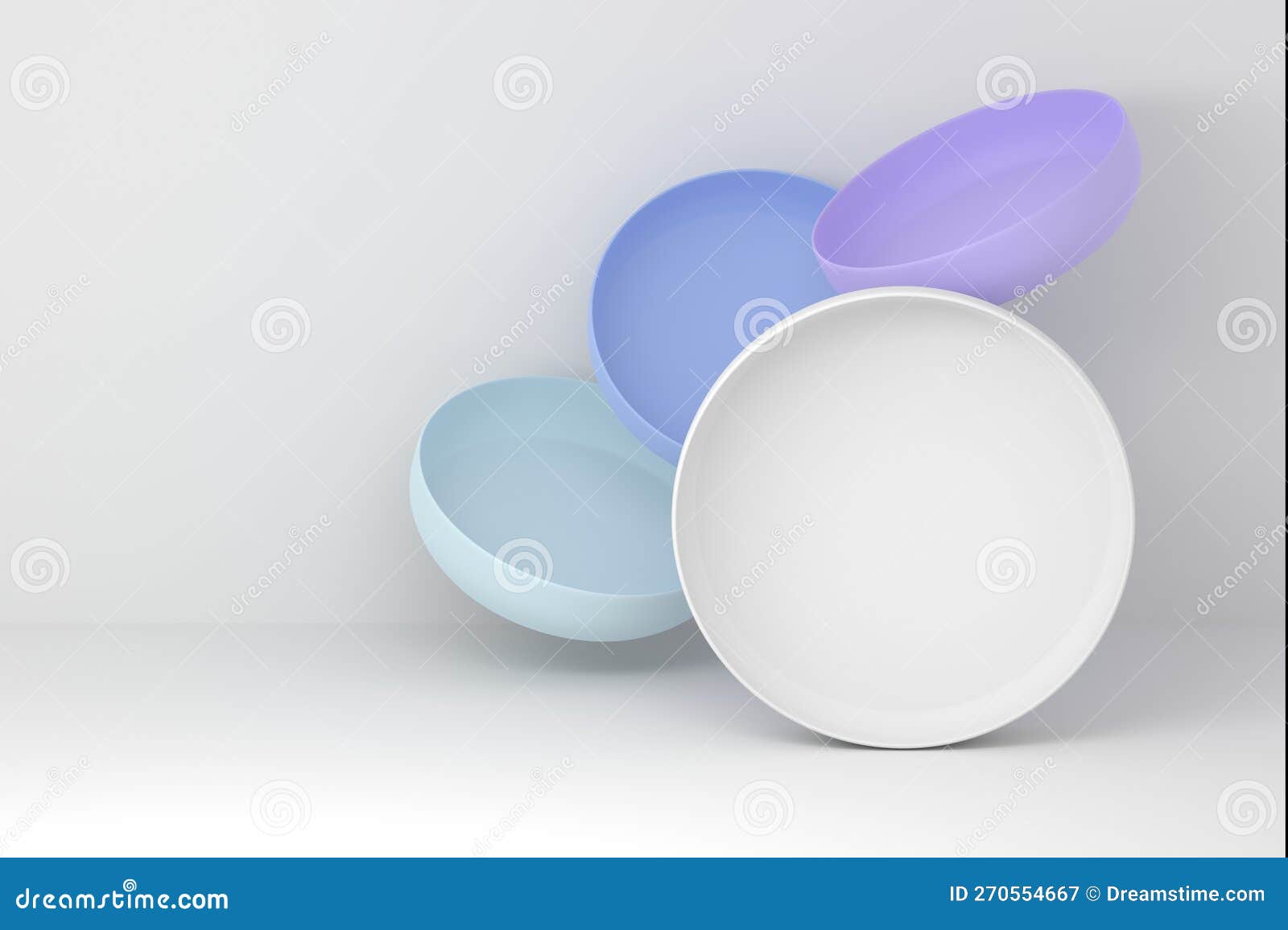 Mockup Template with Four Plates and One Large White Plate with Blank ...