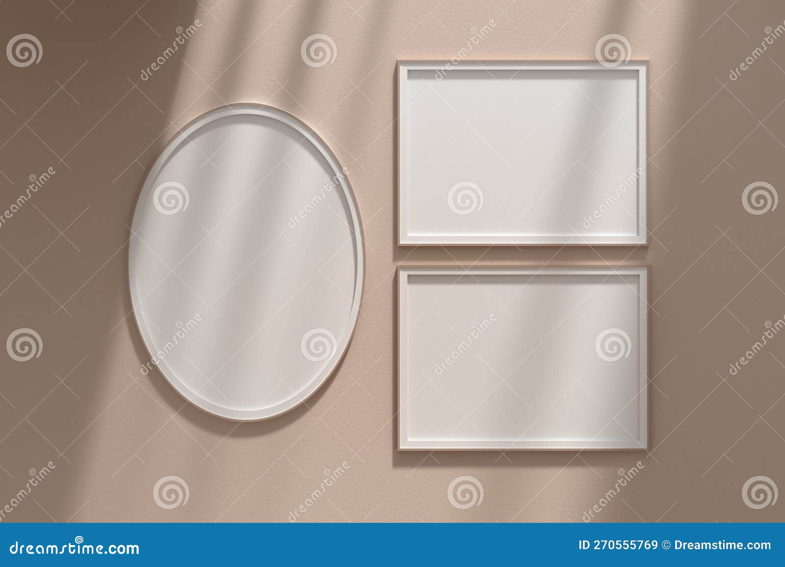 Mockup Template Wall Gallery, Set of 3 Frames - Oval and Two A4 ...