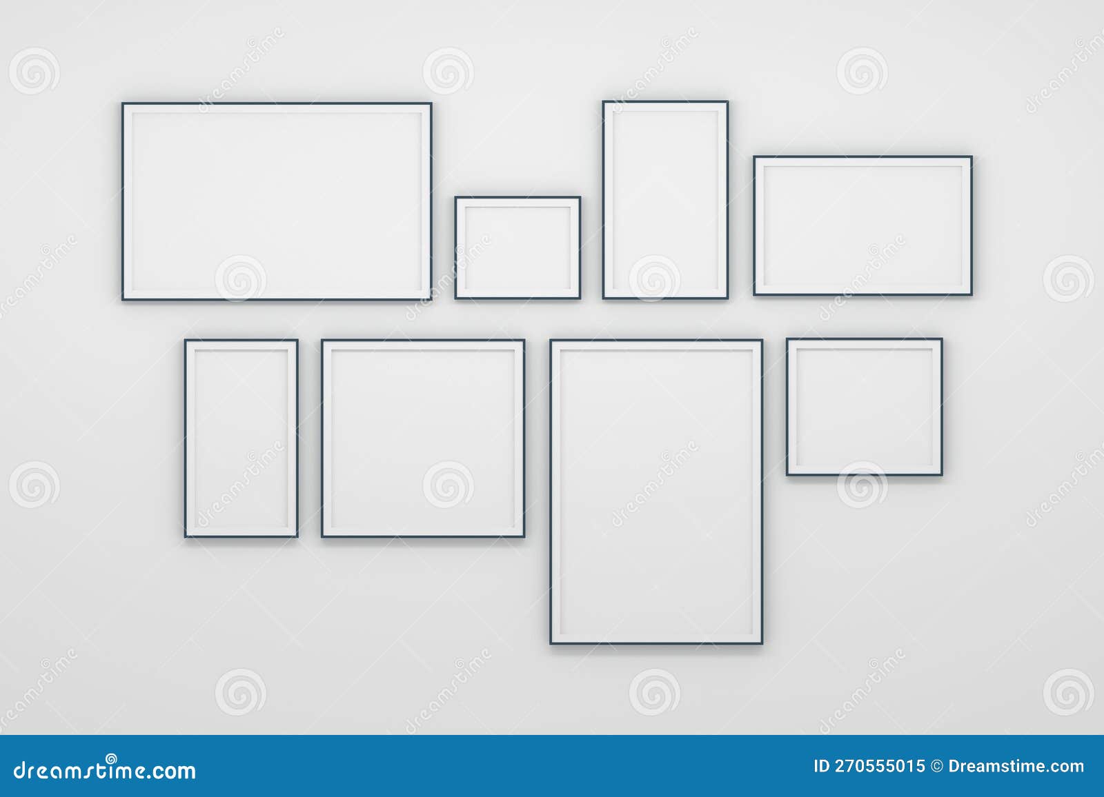 Mockup Template Wall Gallery, Set Of 8 Small Frames Collection On White ...