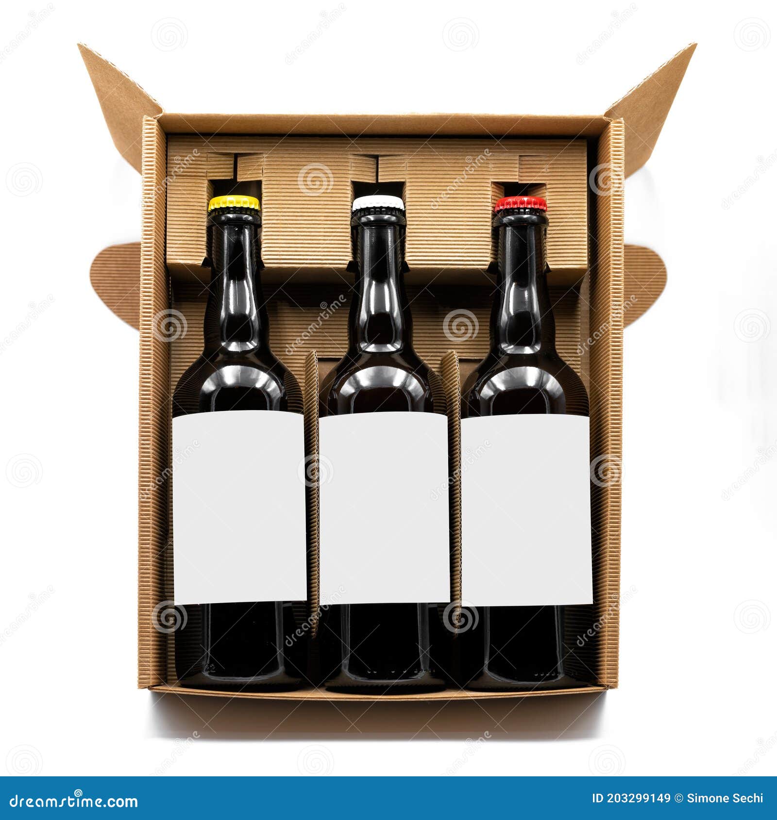 Mockup of Three Beer Bottles Inside a Cardboard Box Stock Image - Image ...