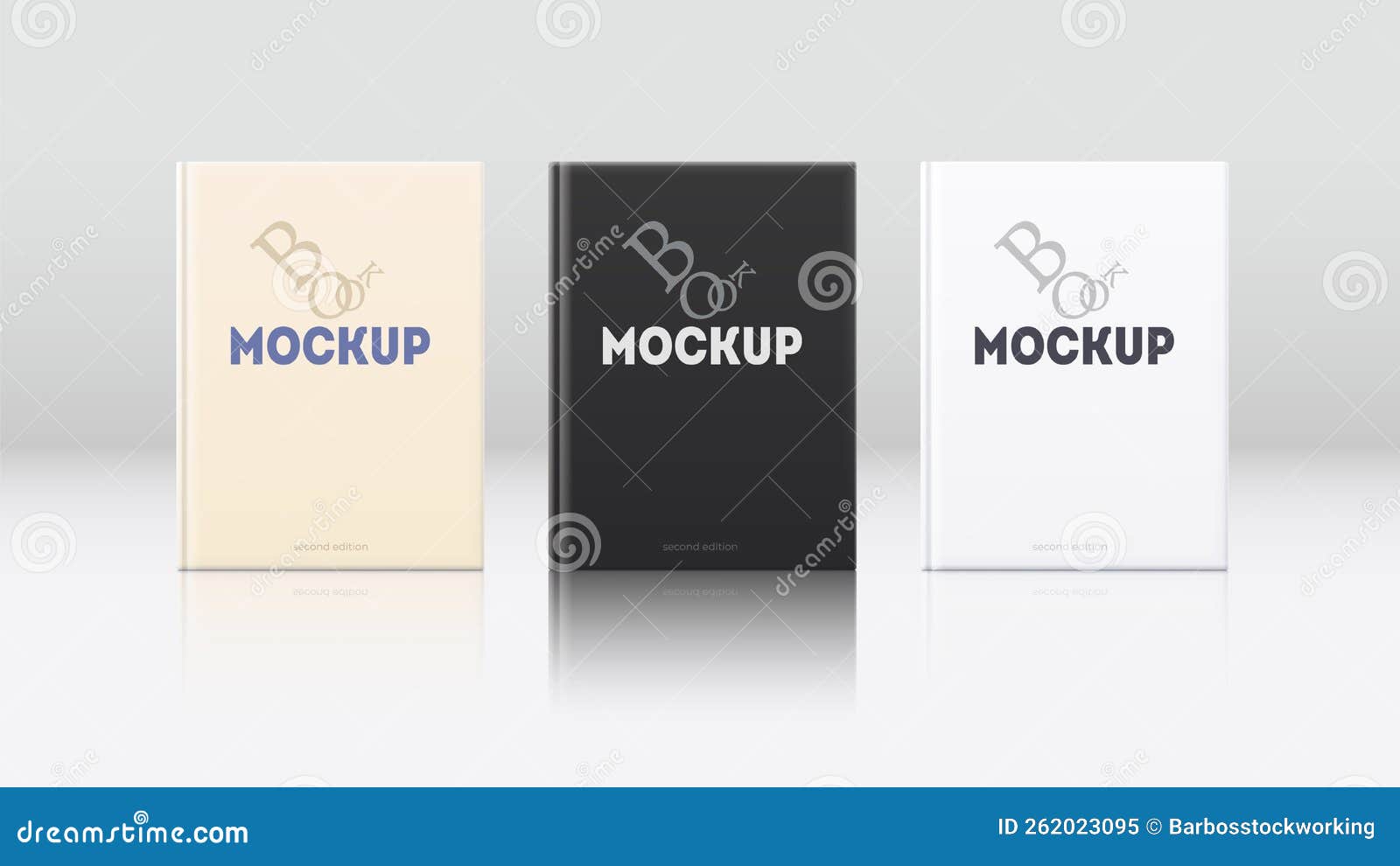 Mockup of Three Books, Templates with Reflection. Stock Vector ...