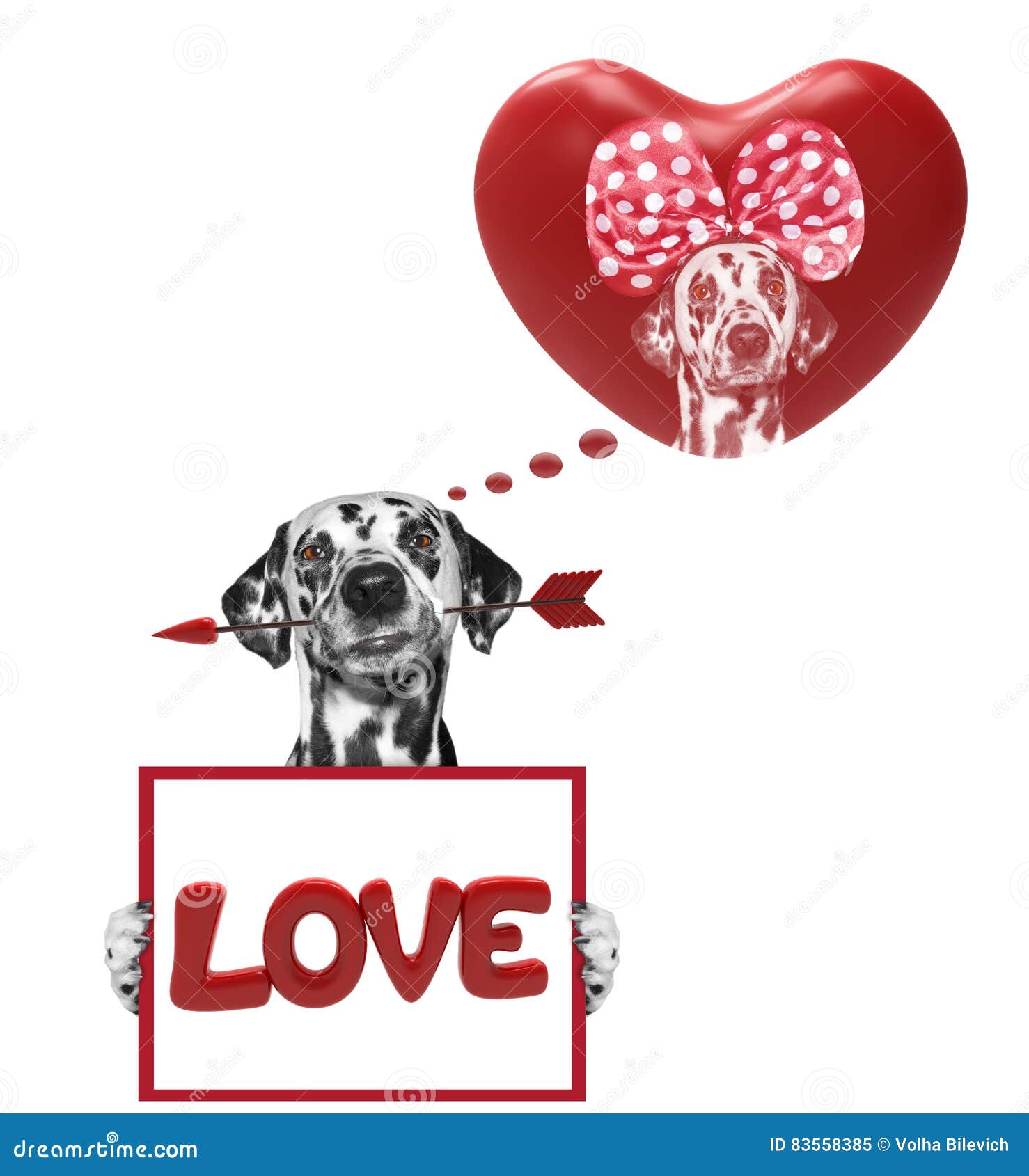 Mockup Valentine Heart with Dog Stock Image - Image of romance ...