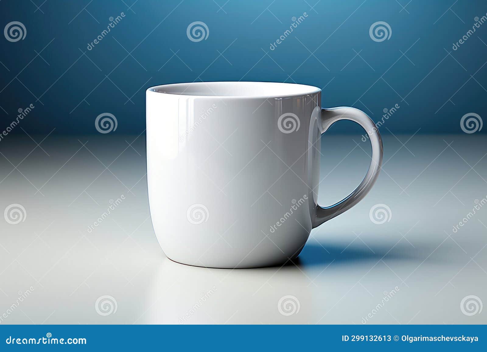 Mockup of a White Ceramic Mug on a Blue Background Stock Illustration ...