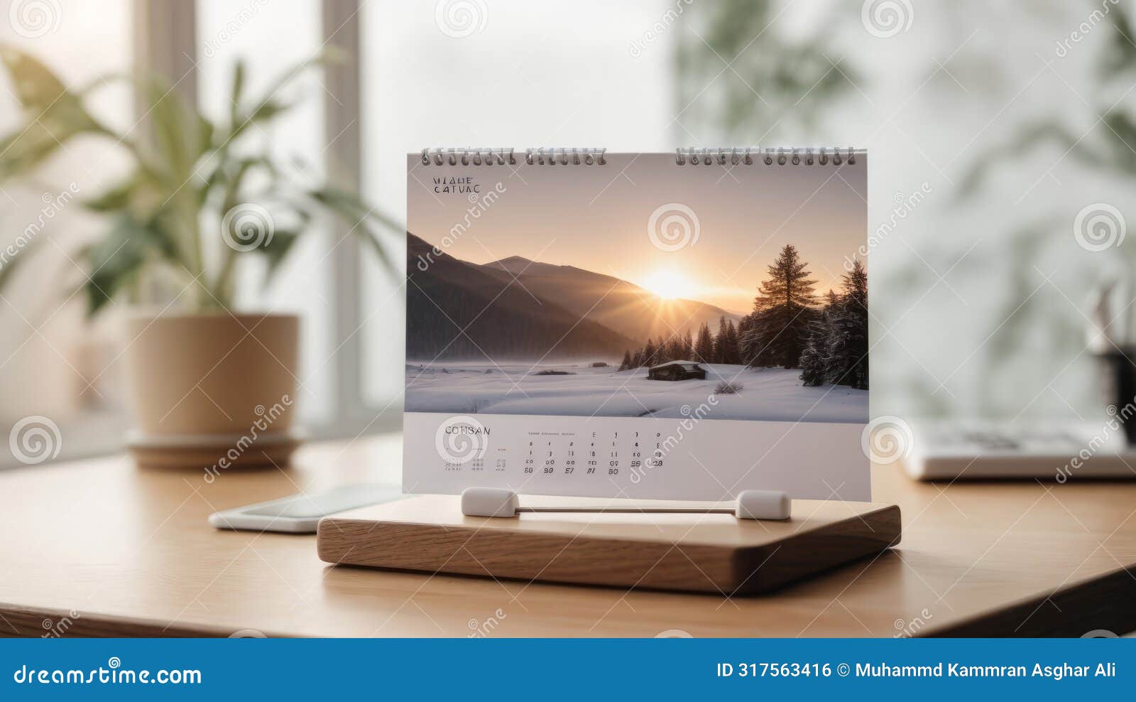 Mockup White Desk Calendar Stands on the Table Stock Illustration ...