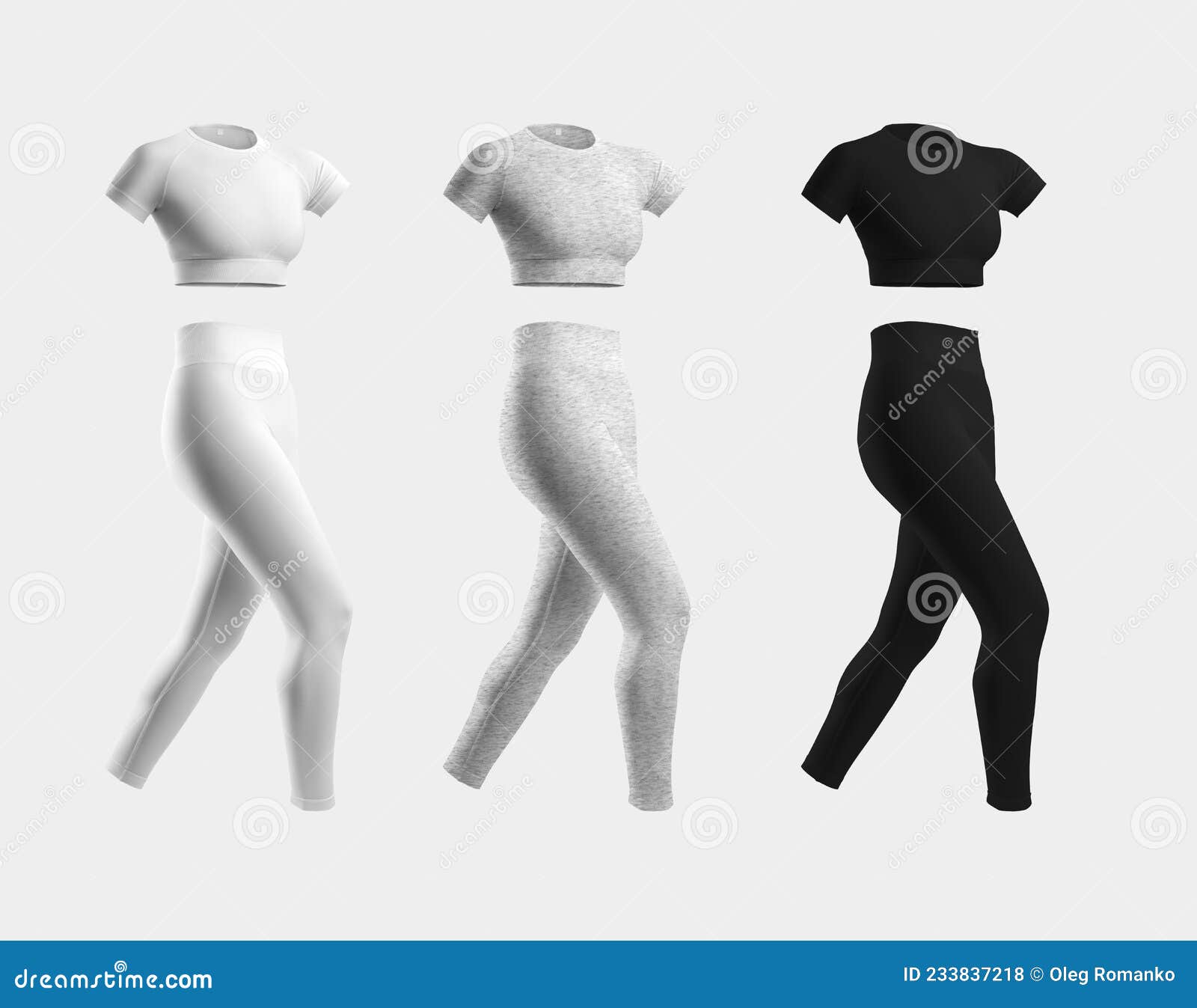 Mockup of White, Heather, Black Compression Suit, 3D Rendering, Crop ...