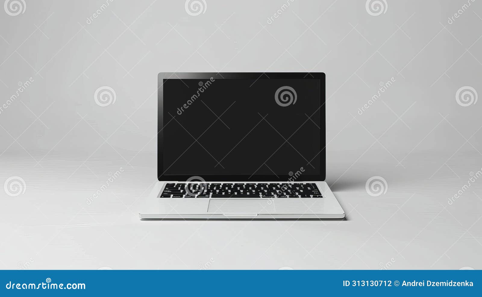 Mockup of White Laptop with Front View. Modern Illustration Stock Photo ...
