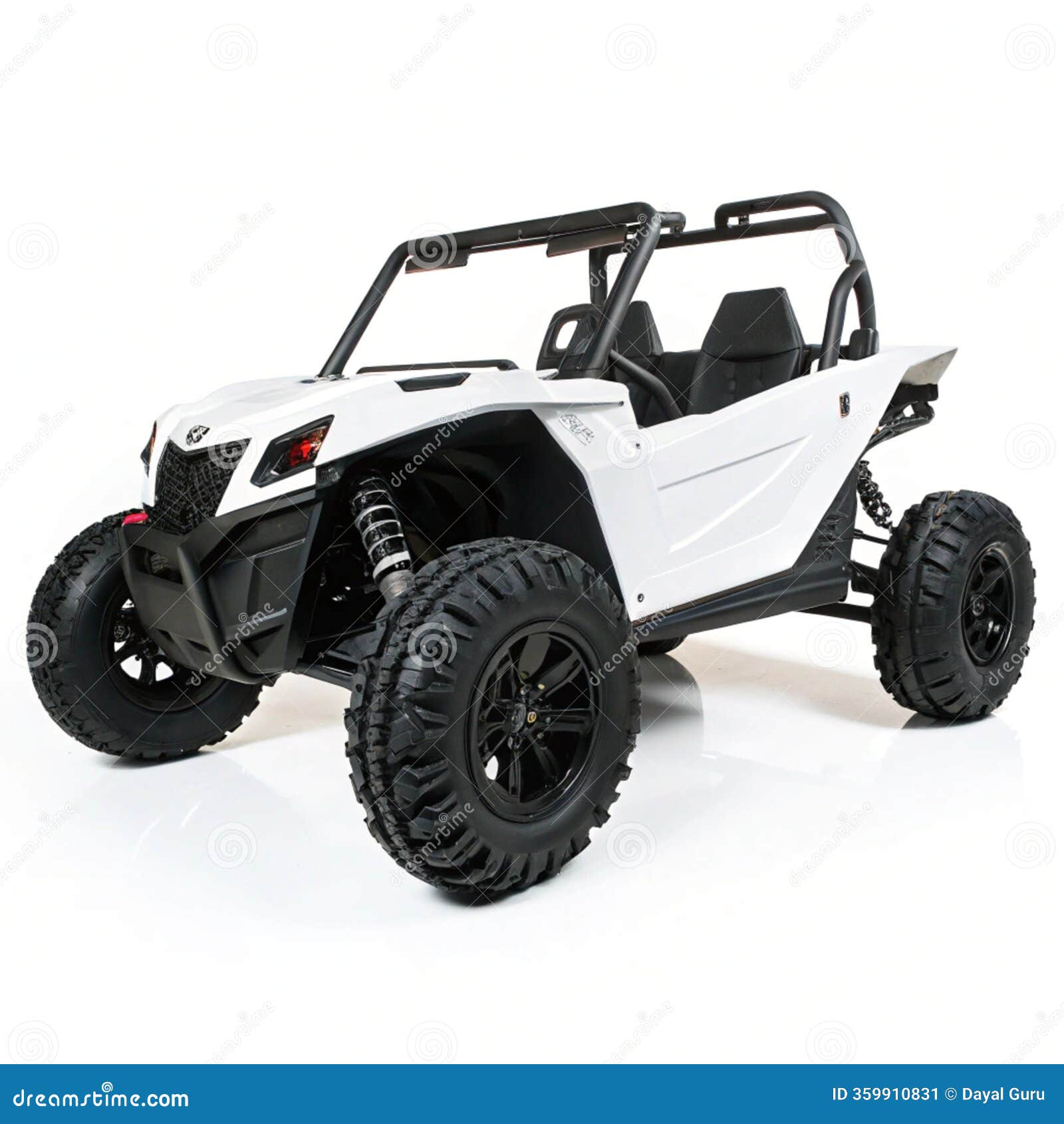 Mockup of a White UTV Buggy Featuring Large Black Tires on White ...