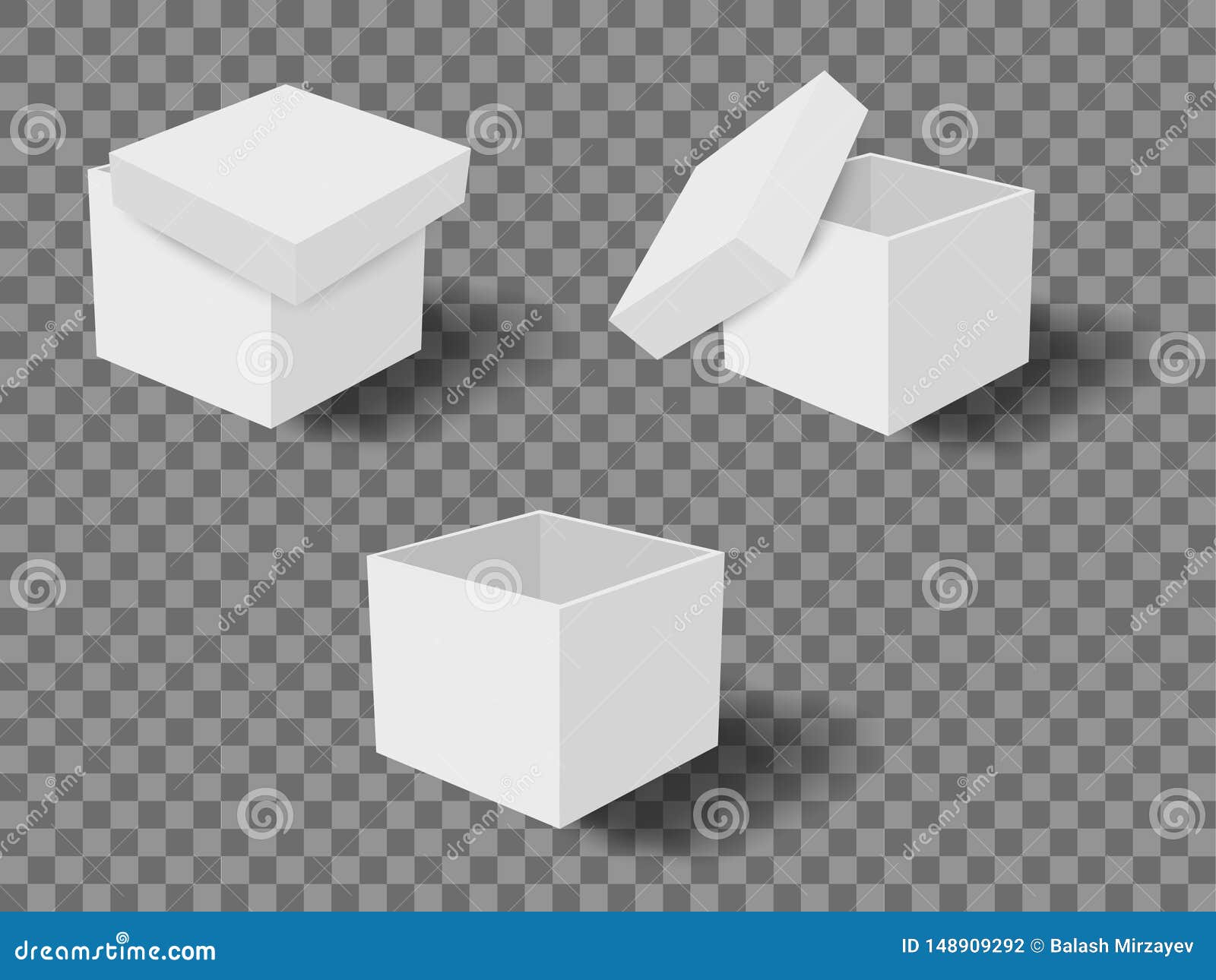 Set of White Opened and Closed Paper Boxes Stock Vector - Illustration ...