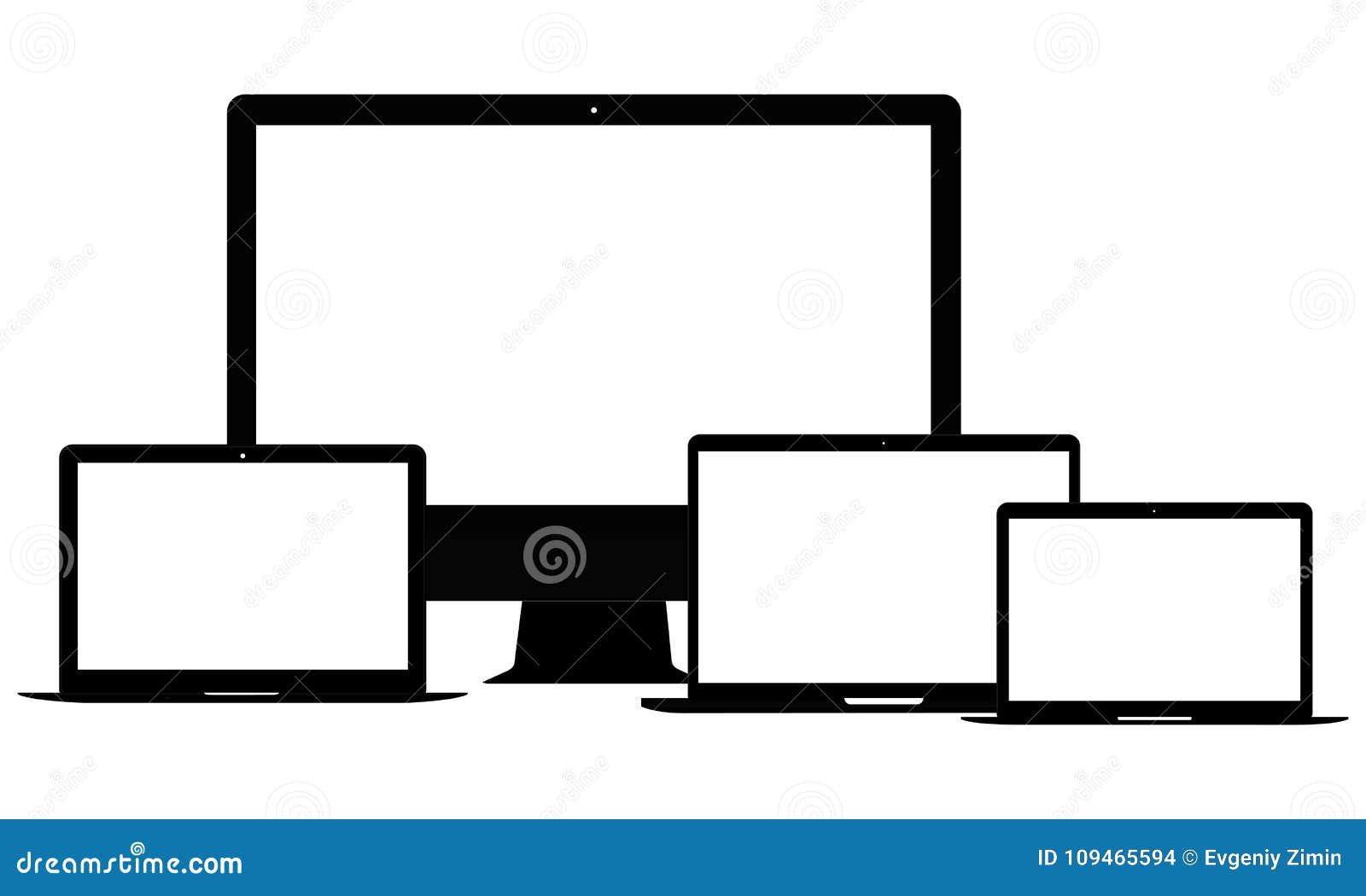 Wireframes Devices: Computer Monitor and Laptops Isolated on White ...