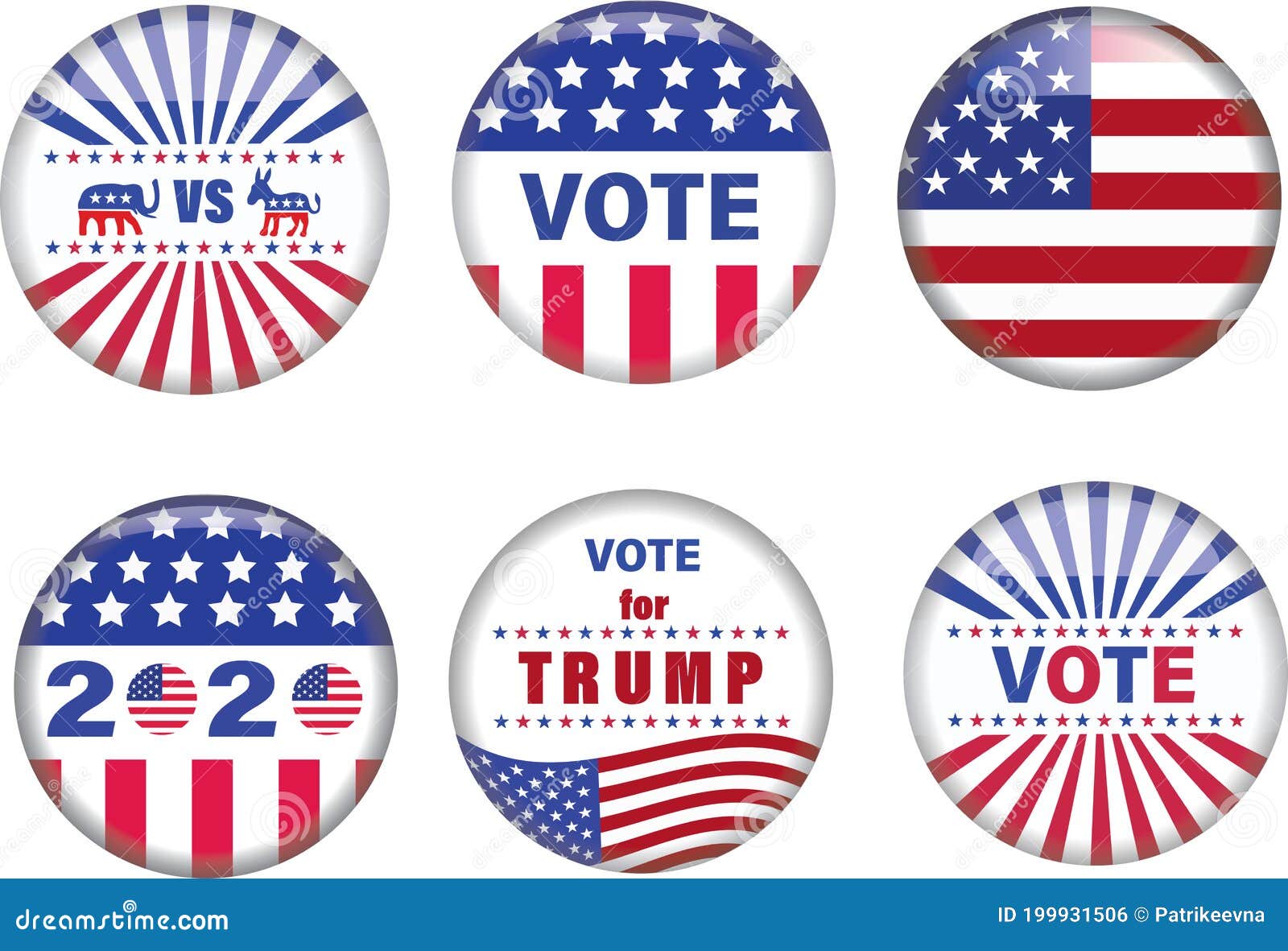 Mockups of Six Different Badges To the Election in USA Of2020. Stock ...