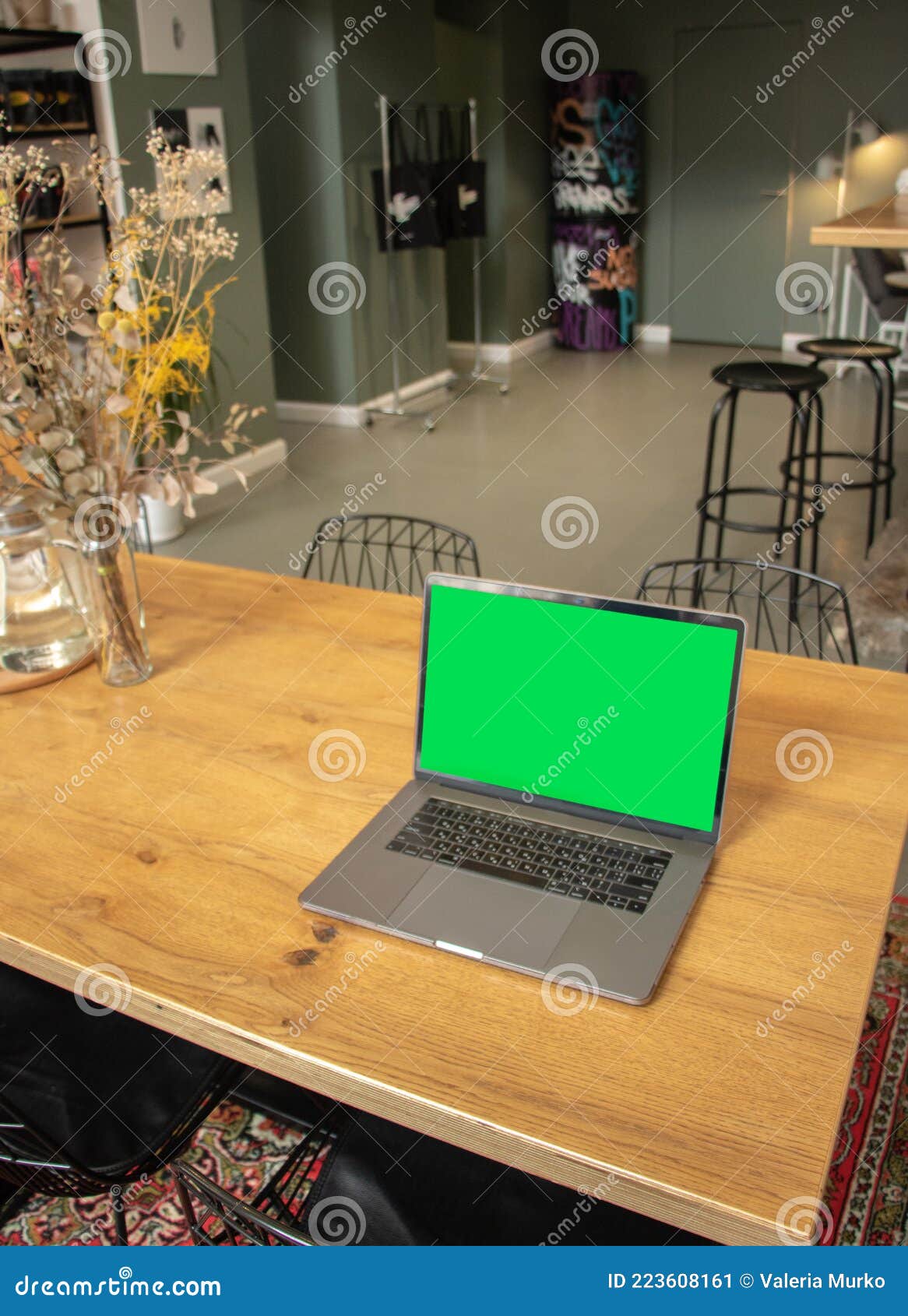Laptop with Green Screen. Background. Green Screen. Mockup Stock Image ...