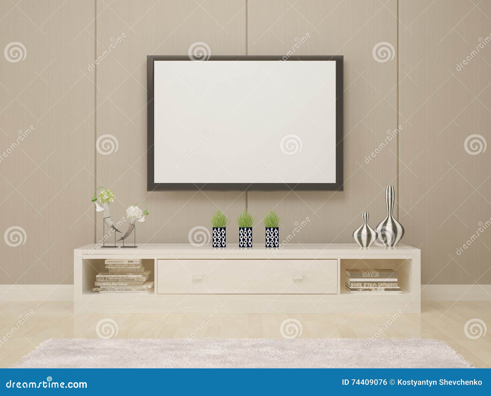 Mocup Poster on the TV Screen. Stock Illustration - Illustration of ...