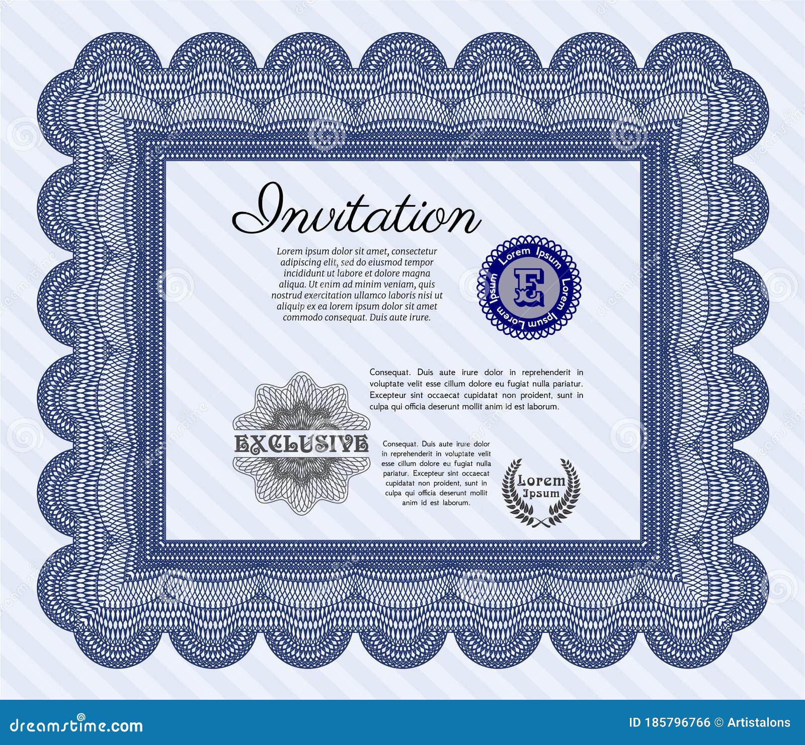 Modèle Formel Bleu D'invitation. Conception Supérieure. Fond Complexe ...