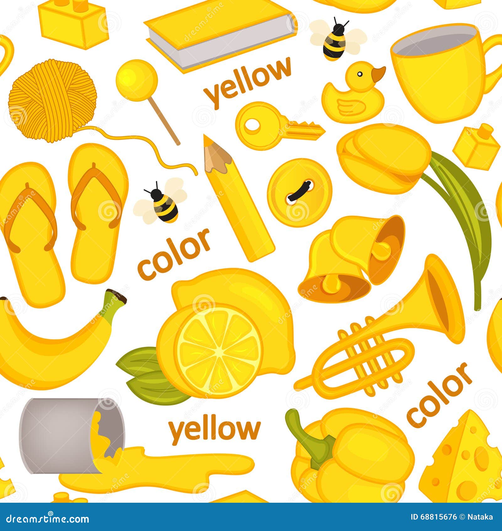 Modèle Sans Couture Avec Les Objets Jaunes Illustration de Vecteur ...