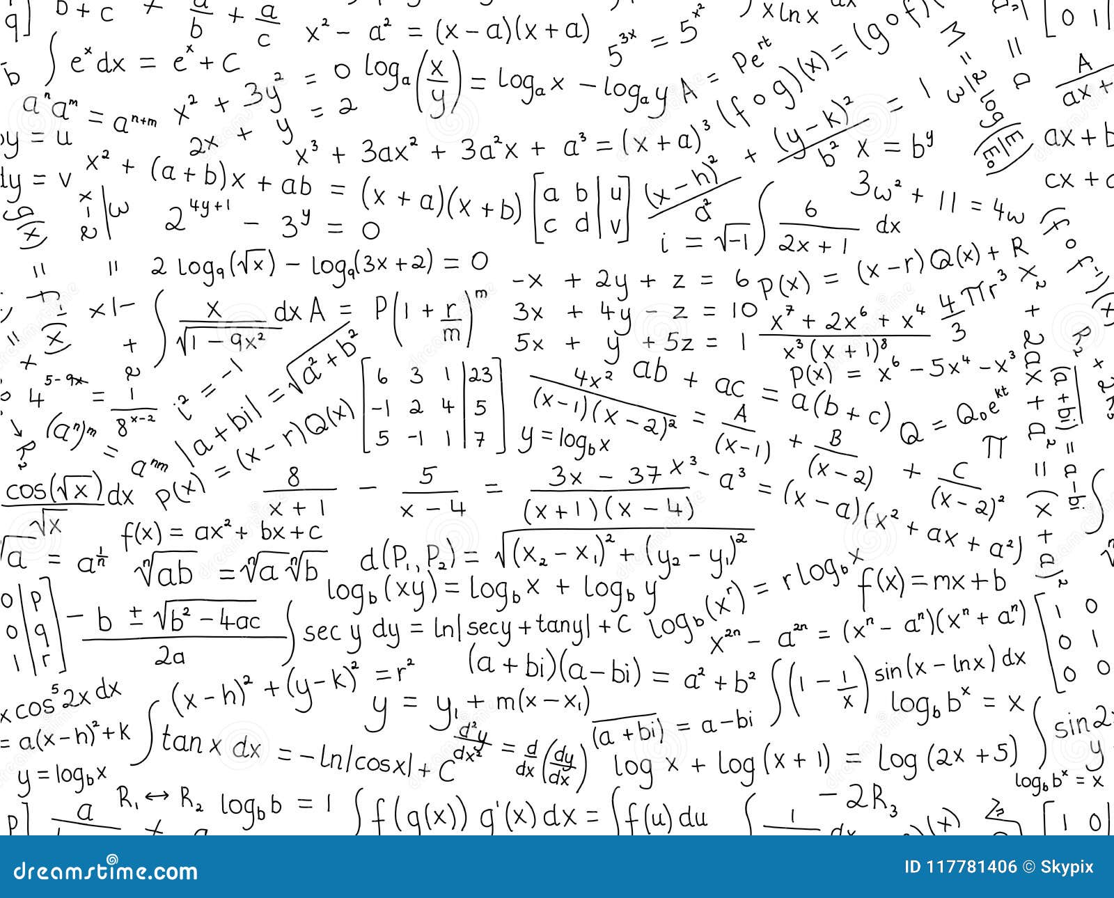 Modèle Sans Couture De Vecteur De Formules De Maths Illustration de ...