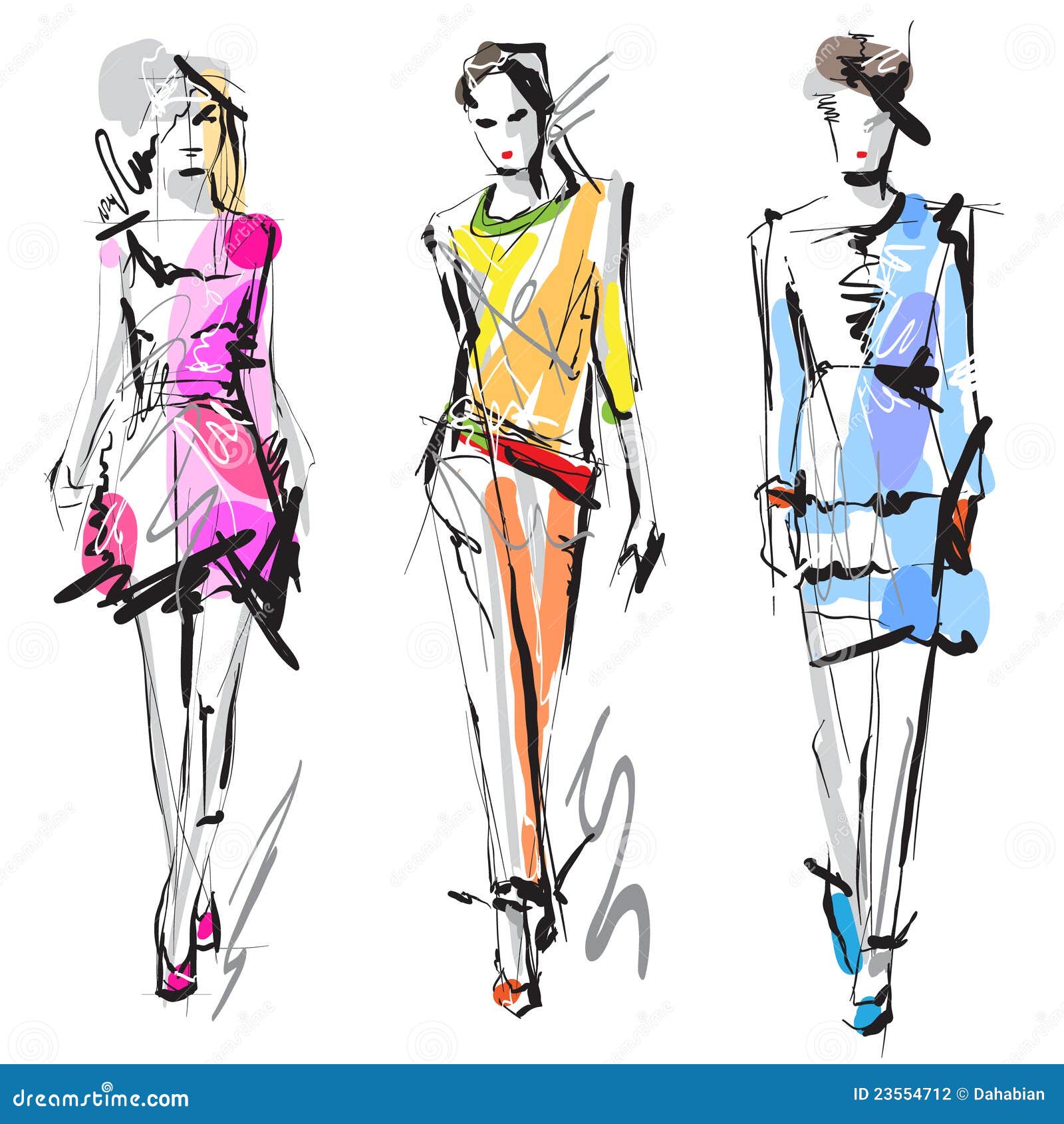 Modèles de mode. Croquis. illustration de vecteur. Illustration du ...