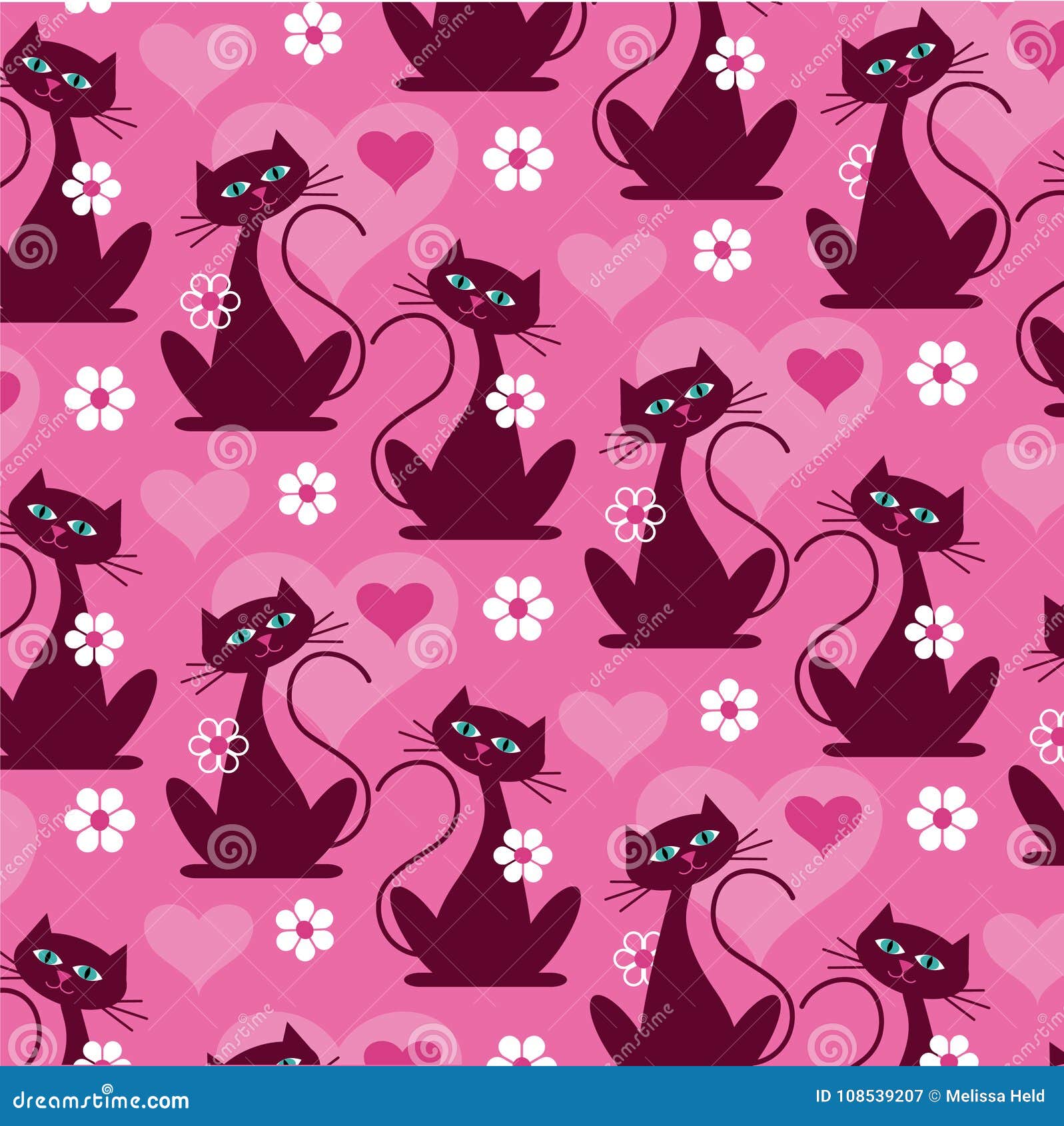 Mod Cat Pattern Background Pattern Stock Illustration - Illustration of ...