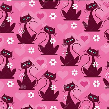 Mod Cat Pattern Background Pattern Stock Illustration - Illustration of ...