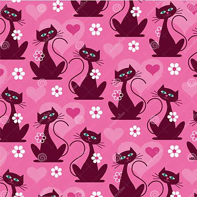 Mod Cat Pattern Background Pattern Stock Illustration - Illustration of ...