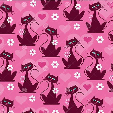 Mod Cat Pattern Background Pattern Stock Illustration - Illustration of ...