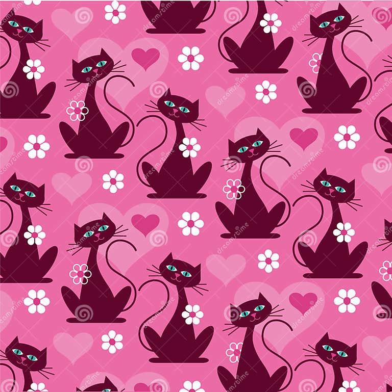 Mod Cat Pattern Background Pattern Stock Illustration - Illustration of ...