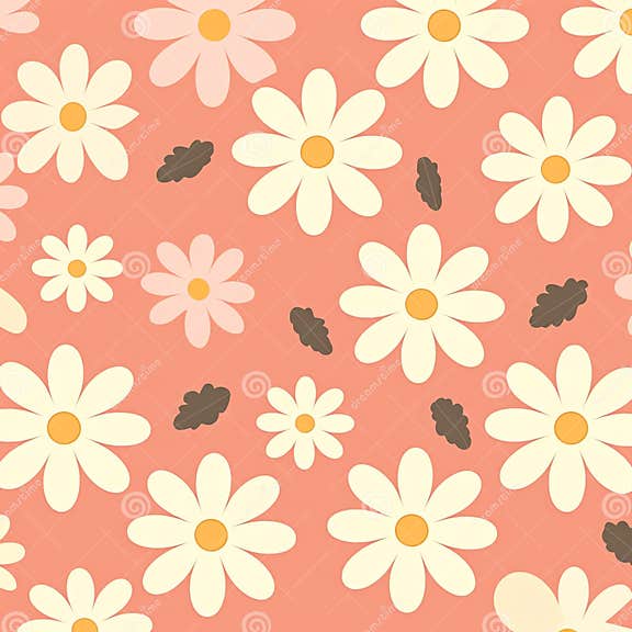 Mod Daisy Pattern Flowers Background Pattern Wallpaper Vector Old ...
