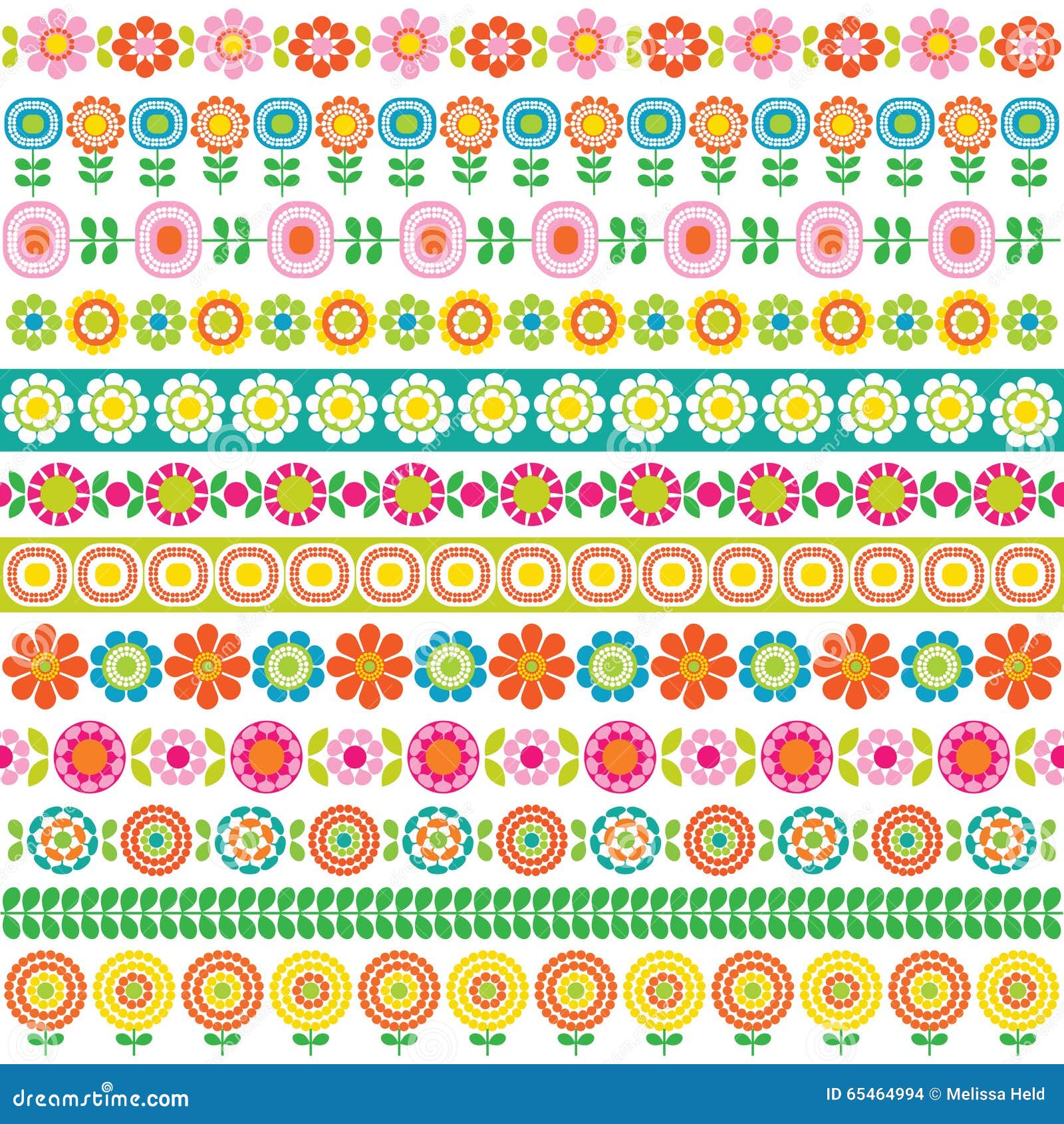 Mod flower border patterns stock illustration. Illustration of feminine ...