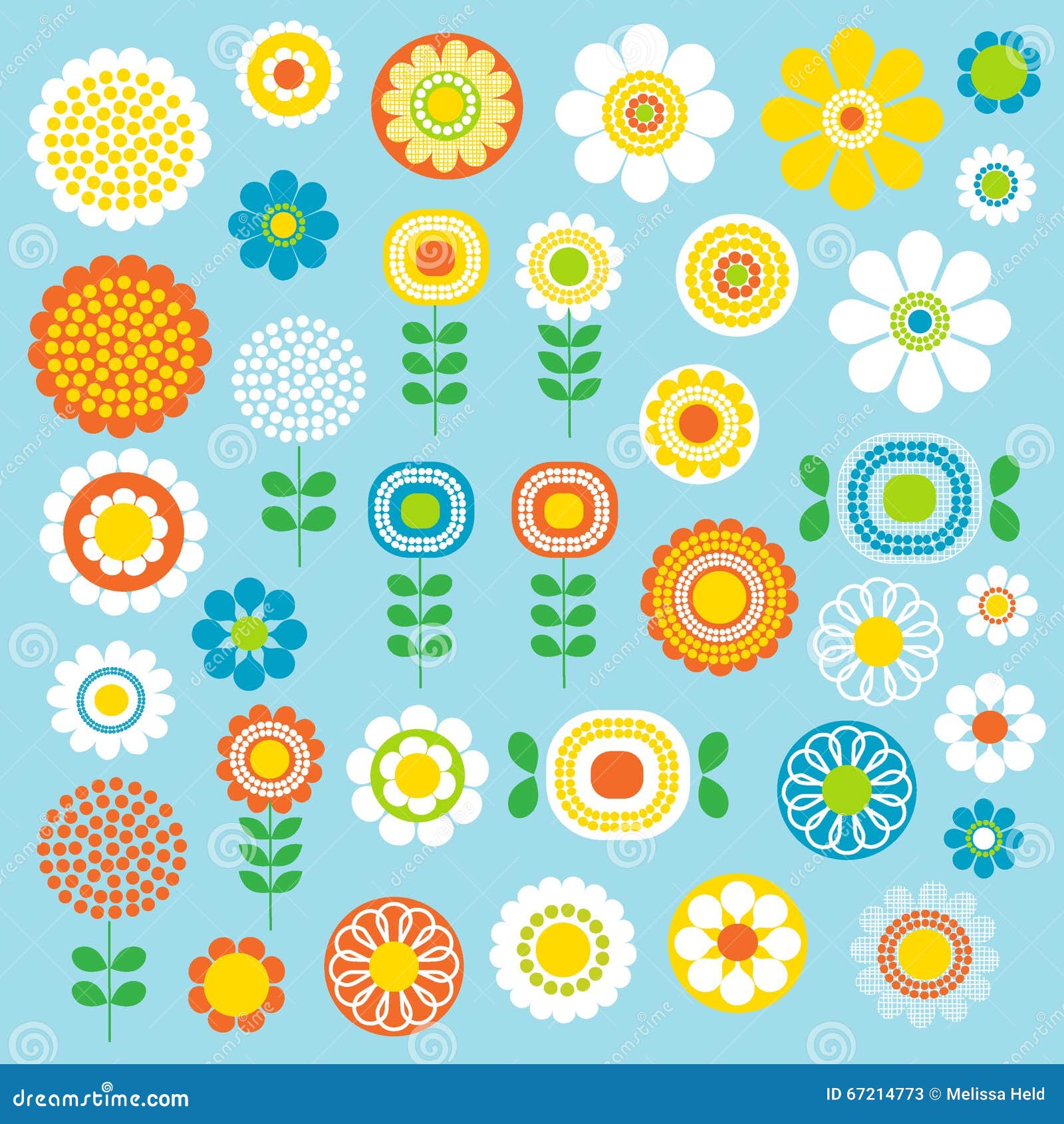 Mod flowers stock illustration. Illustration of polka - 67214773