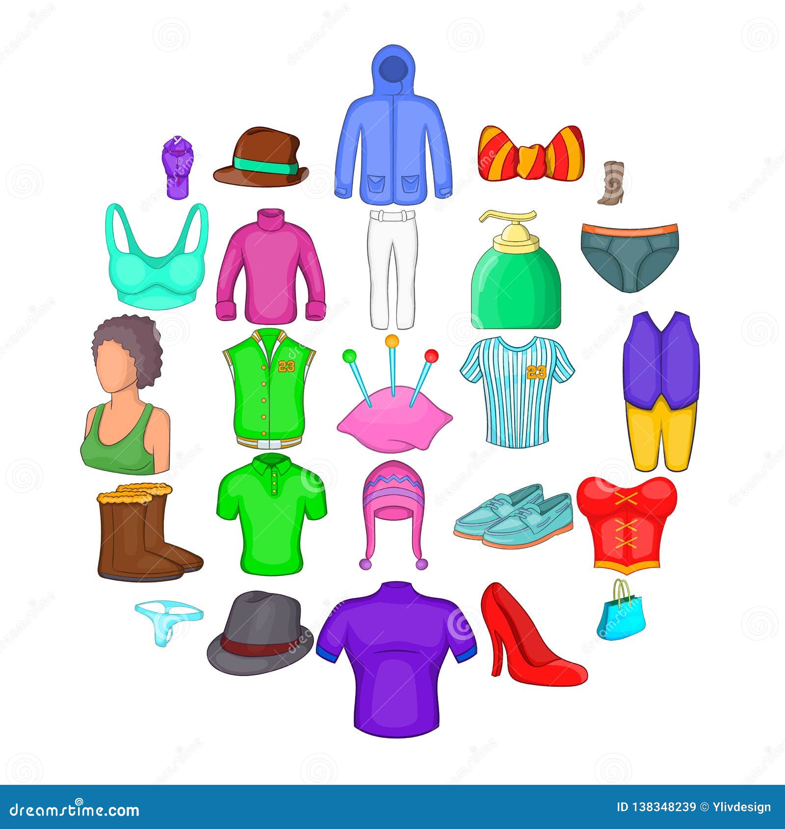Mod Icons Set, Cartoon Style Stock Vector - Illustration of dress ...