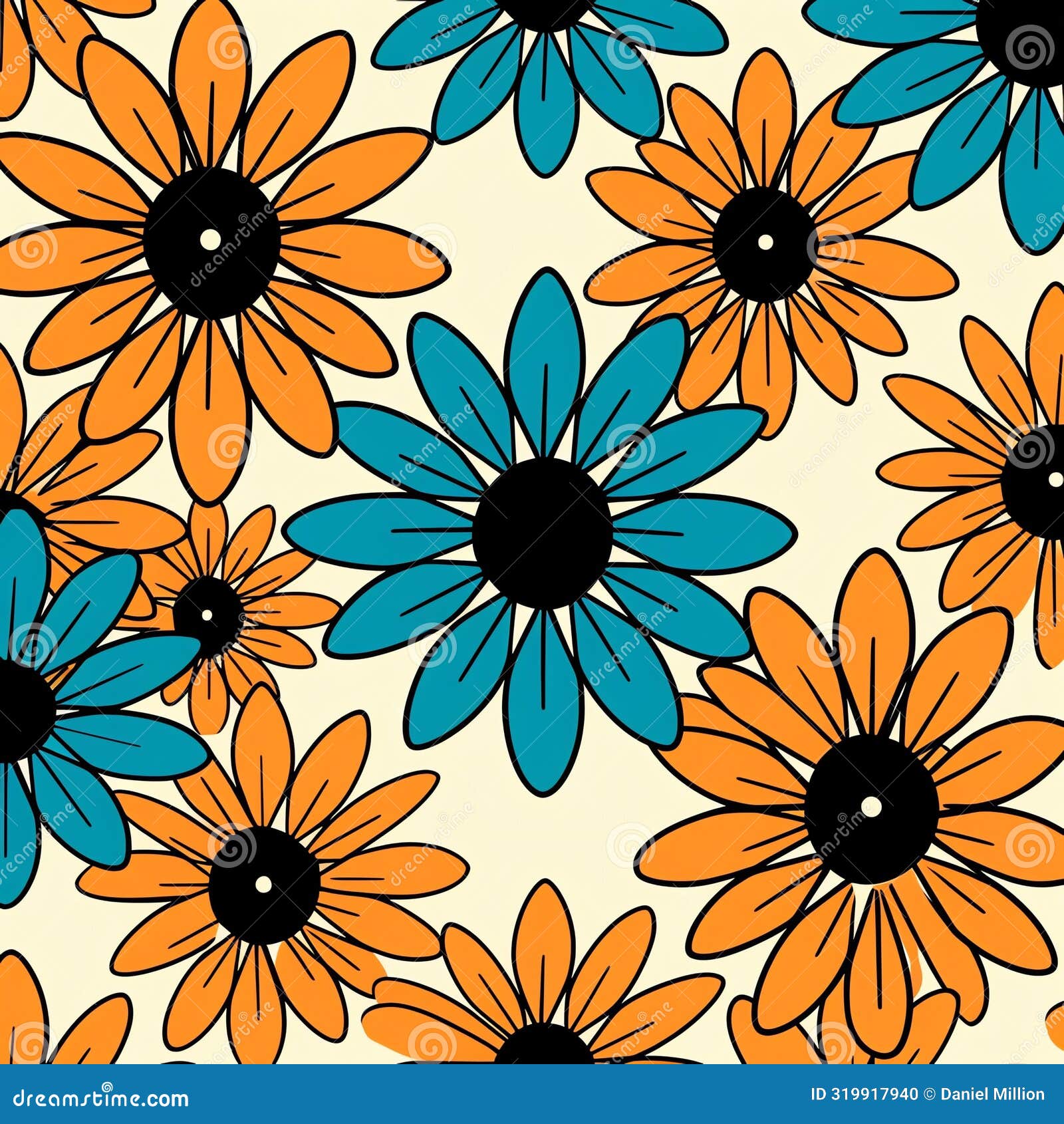 Mod Pop Art Flowers Flowers Background Pattern Wallpaper Vector Old ...